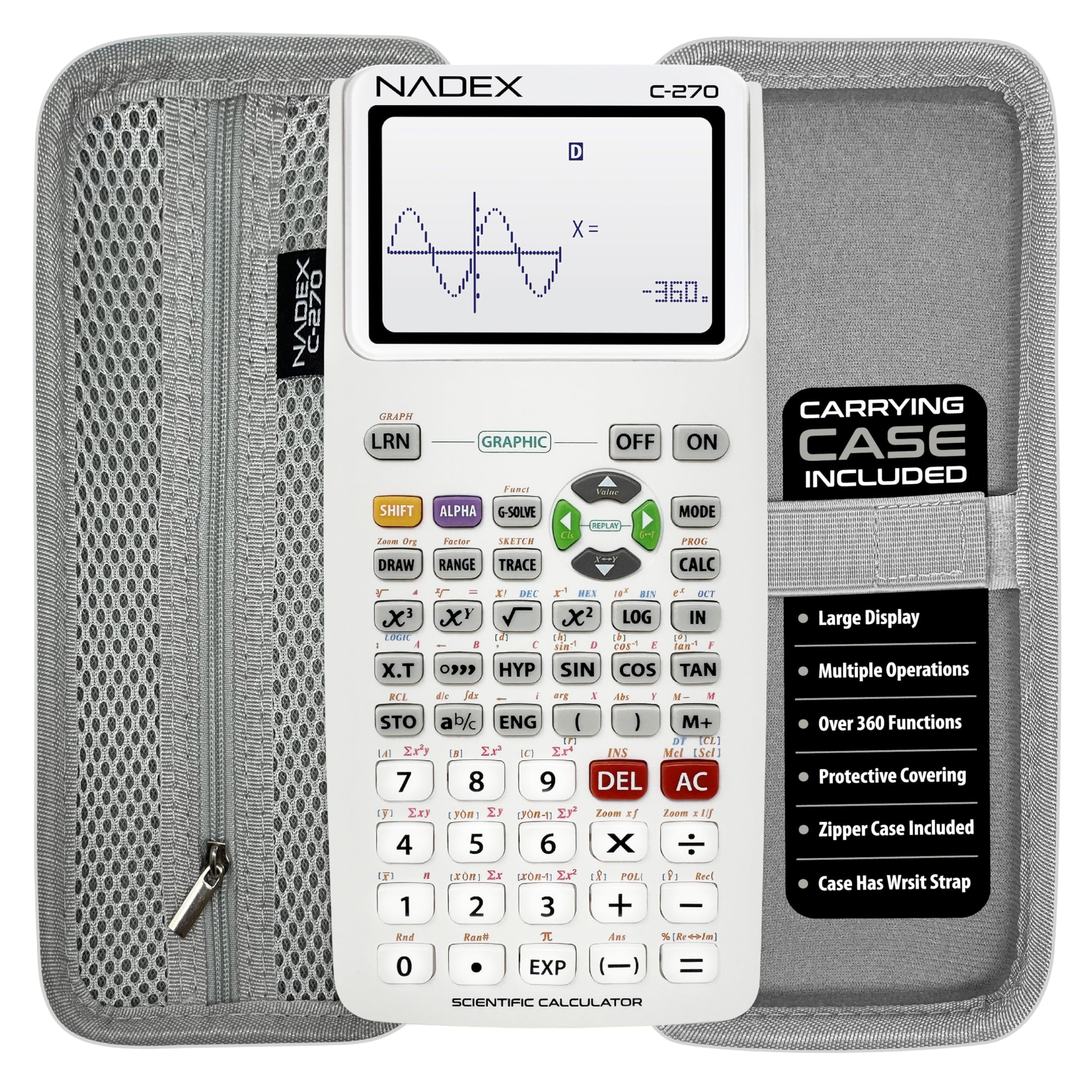 Scientific Calculator with Graphing, Includes Carrying Case, for ...