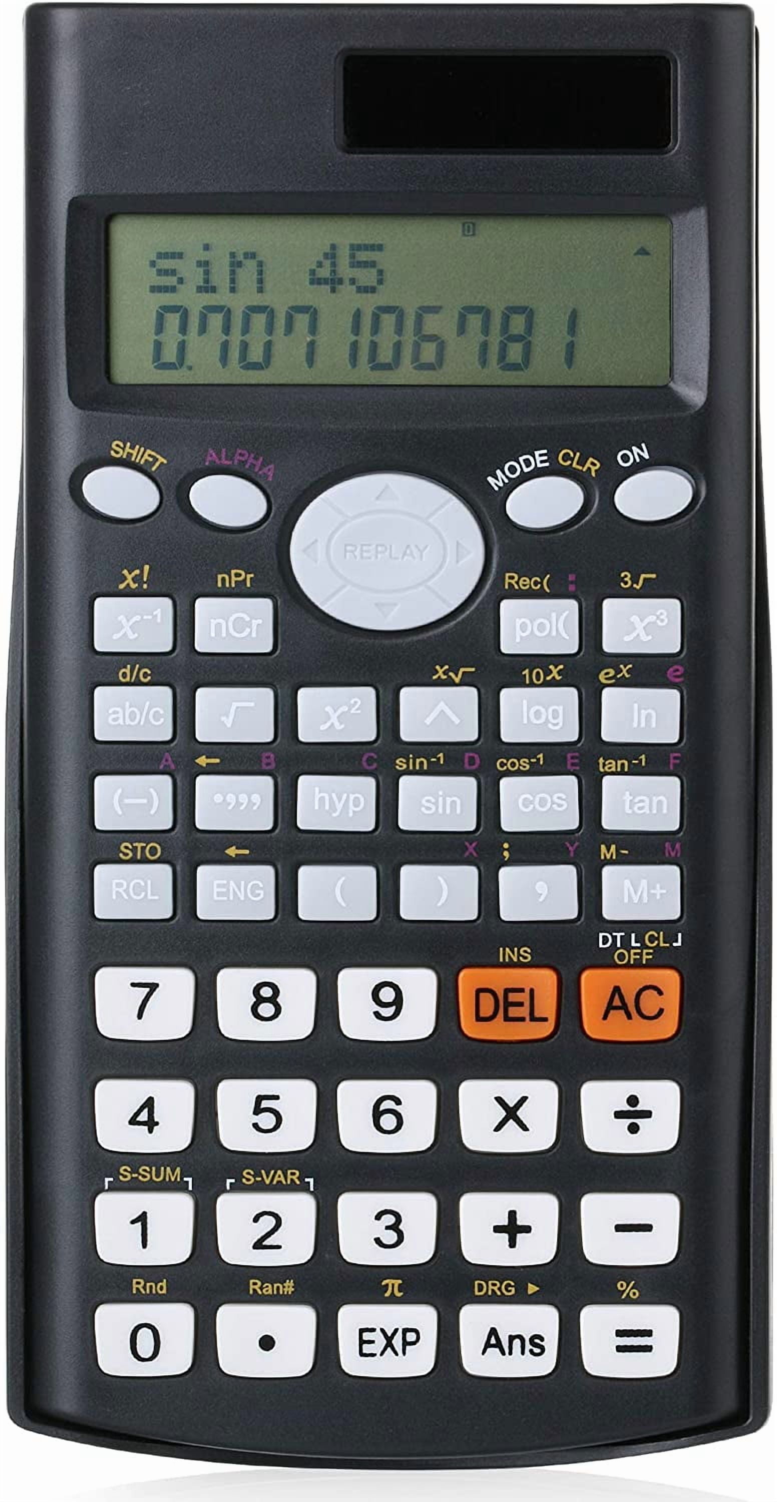 Scientific Calculator - Solar Powered, 2 Line Display, Fraction ...
