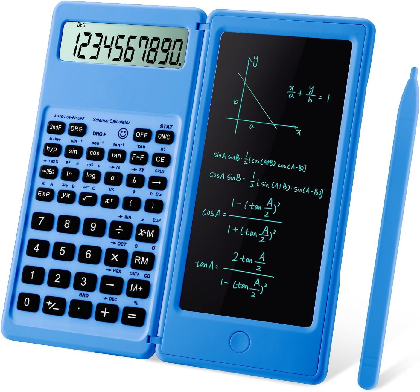 Scientific Calculators for Students, Blue Math Calculator with Notepad,10-Digit Large Screen ...