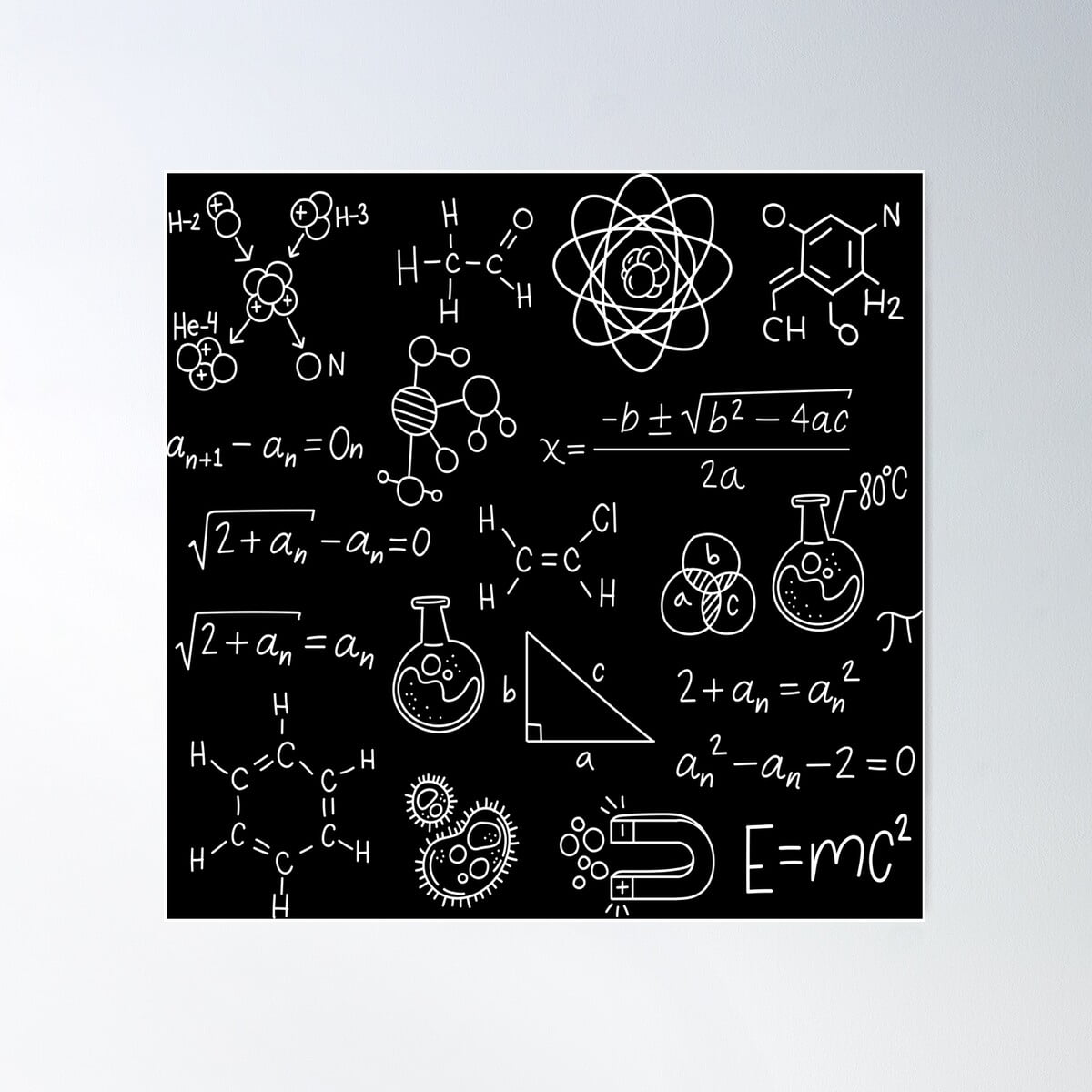Scientific Formulas Poster Wall Art, Modern Wall Decor For Living Room ...