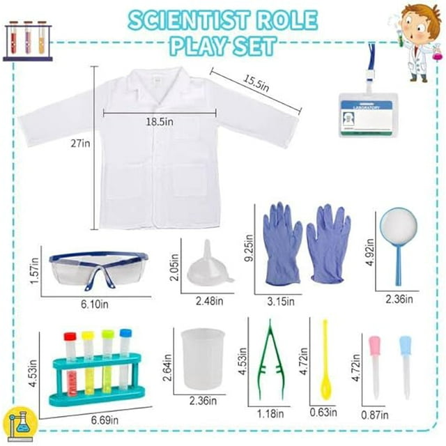 Scientist Costume for Kids Lab Coat with Science Experiment Kit Dress ...
