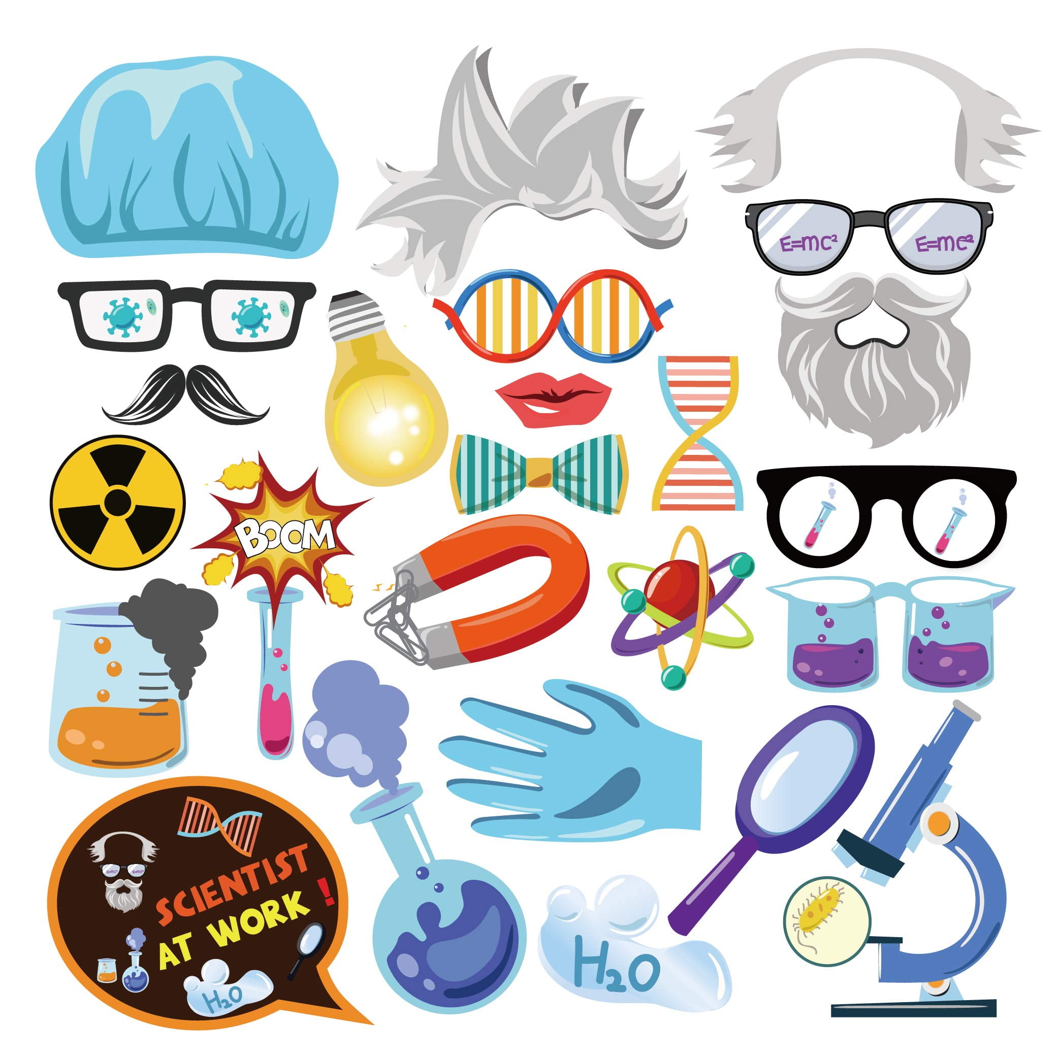 Scientist Photo Booth Props (25CT) - Laboratory Party Decorations with ...