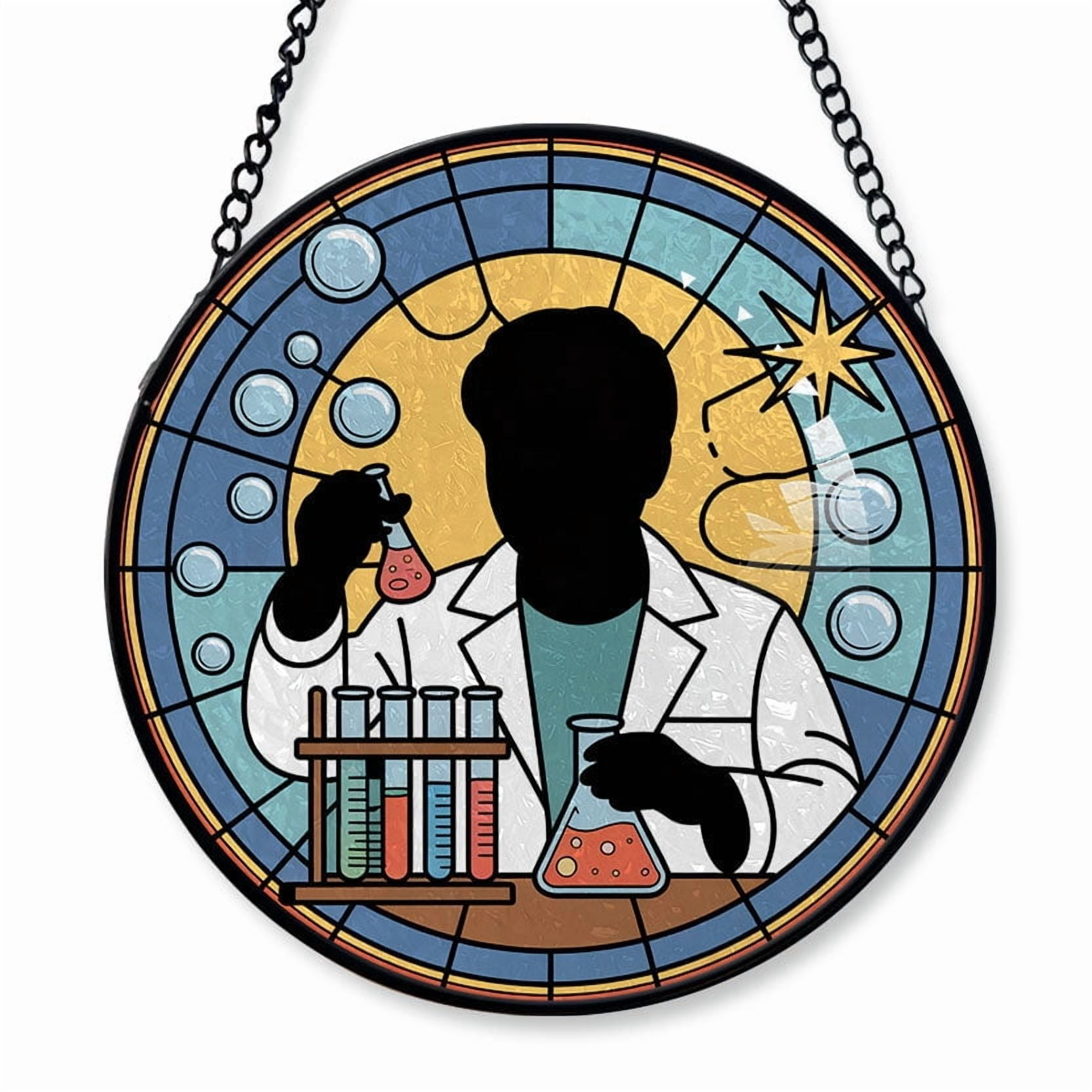 Scientist Researcher Stained Glass Suncatcher Window Hanging – Custom ...