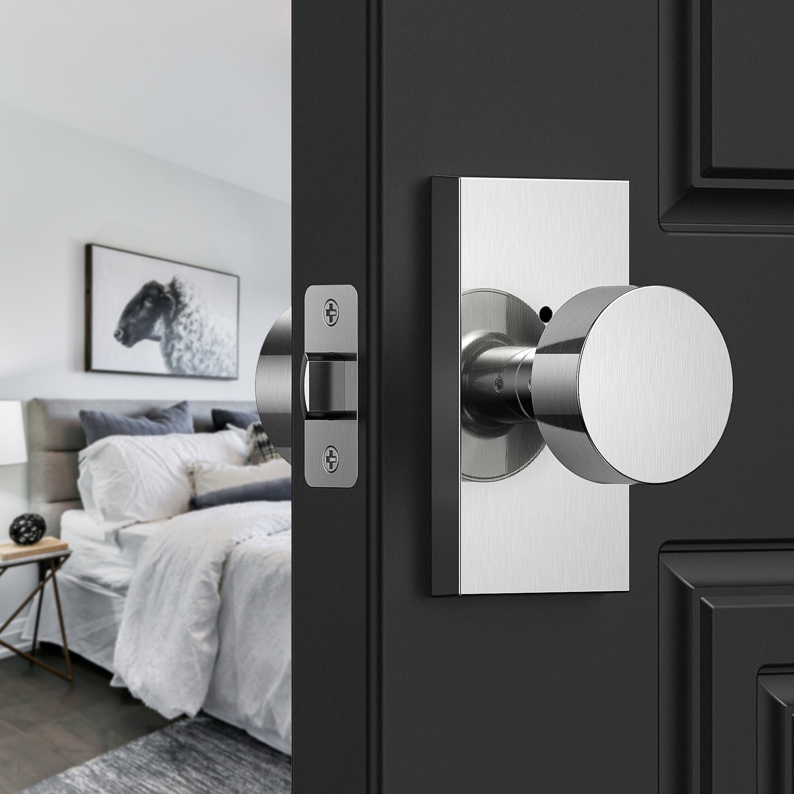 Scifil Door Knob, Privacy Brushed Door Knobs with Lock, Rectangle ...