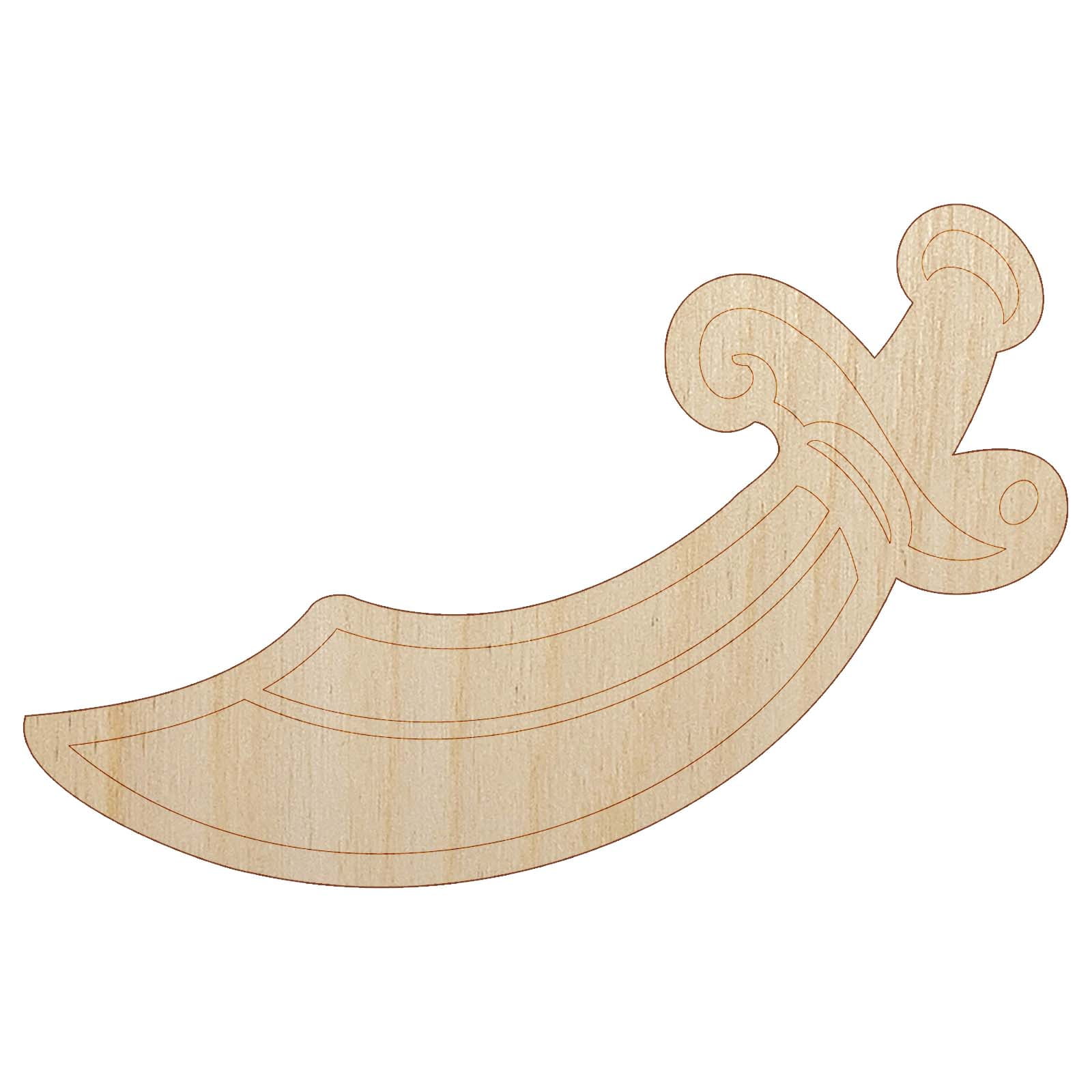 Scimitar Curved Pirate Sword Wood Shape Unfinished Piece Cutout Craft ...