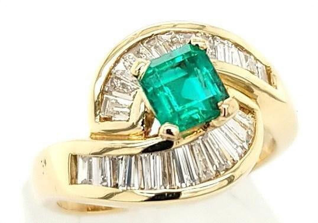 Scintillating Step-Cut Square Emerald and Diamond Ring in 14K Gold ...