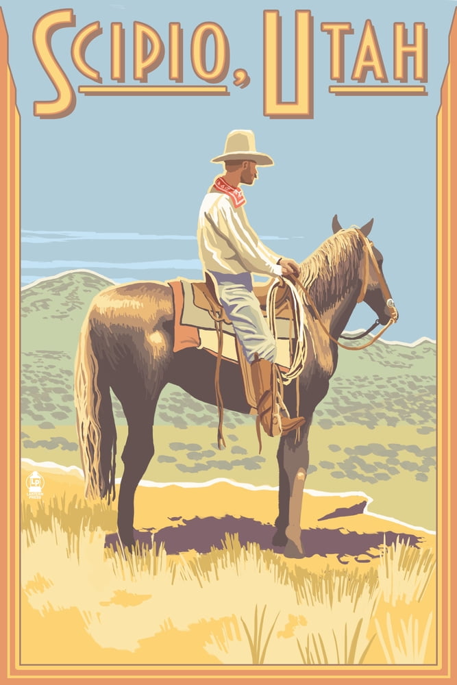 Scipio, Utah, Cowboy Side View (24x36 Giclee Gallery Art Print, Vivid ...