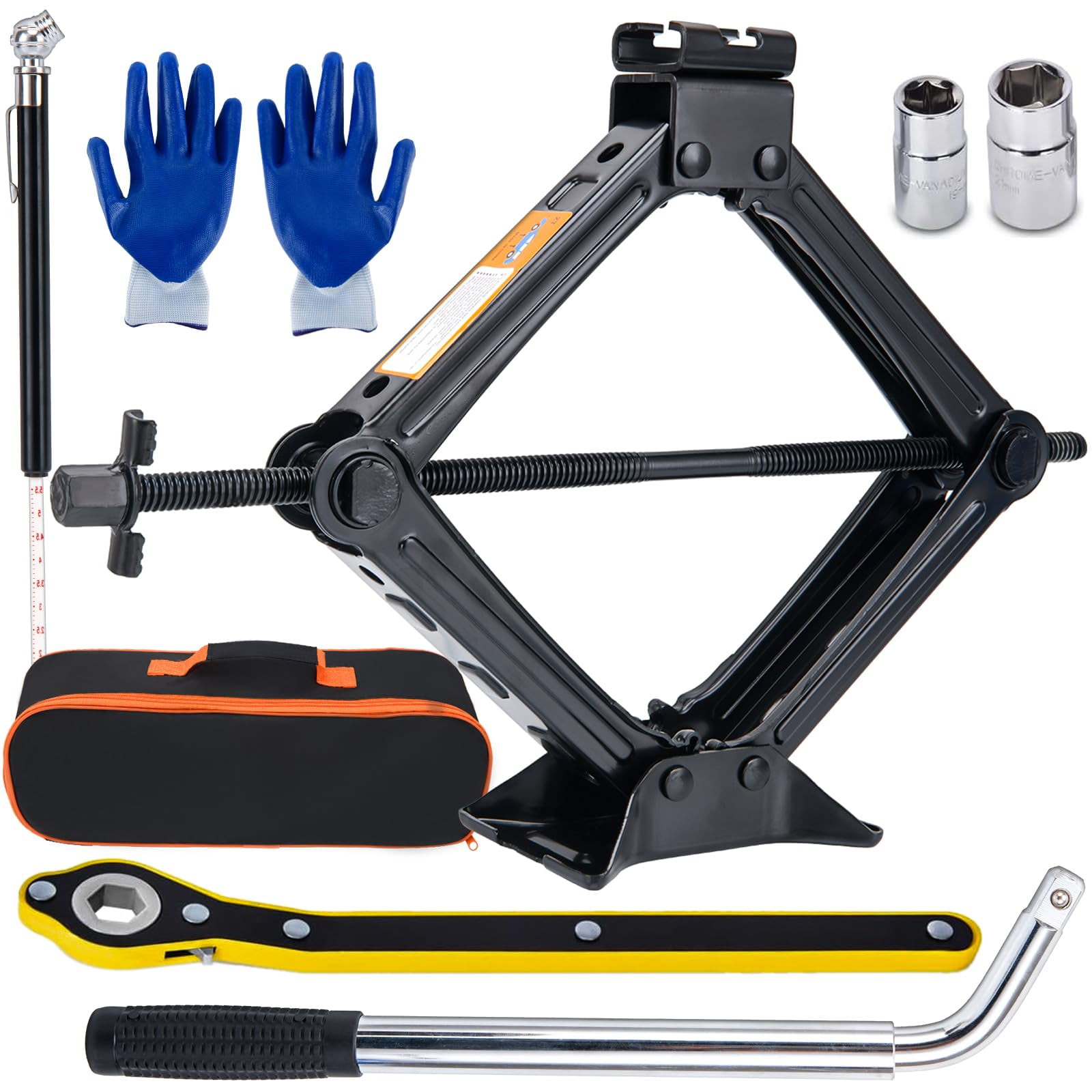 Scissor Jack for Car, 2 Ton Car Jack Kit, Universal Tire Changing Kit ...