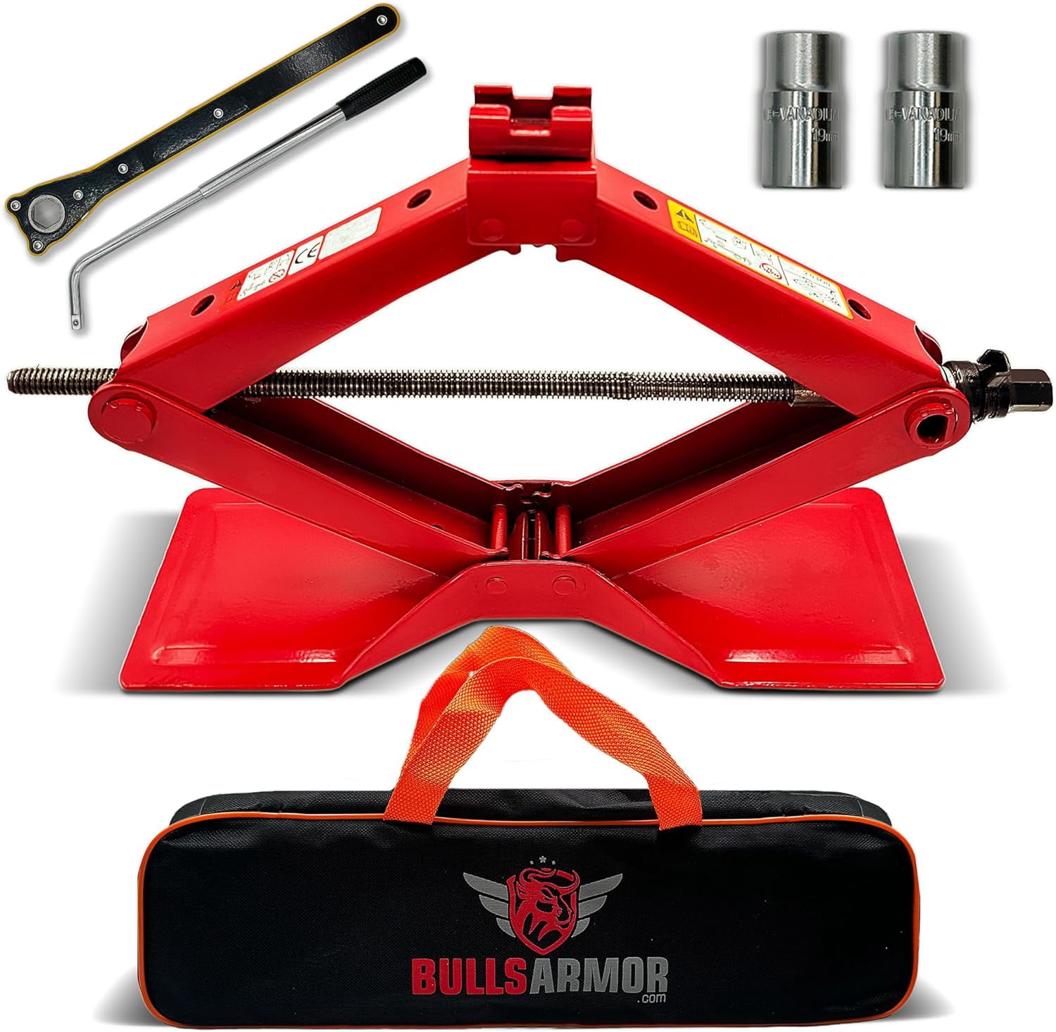 Scissor Jack Kit - 2 Ton (4,400 lbs) - Extra Wide Base - Universal Car ...