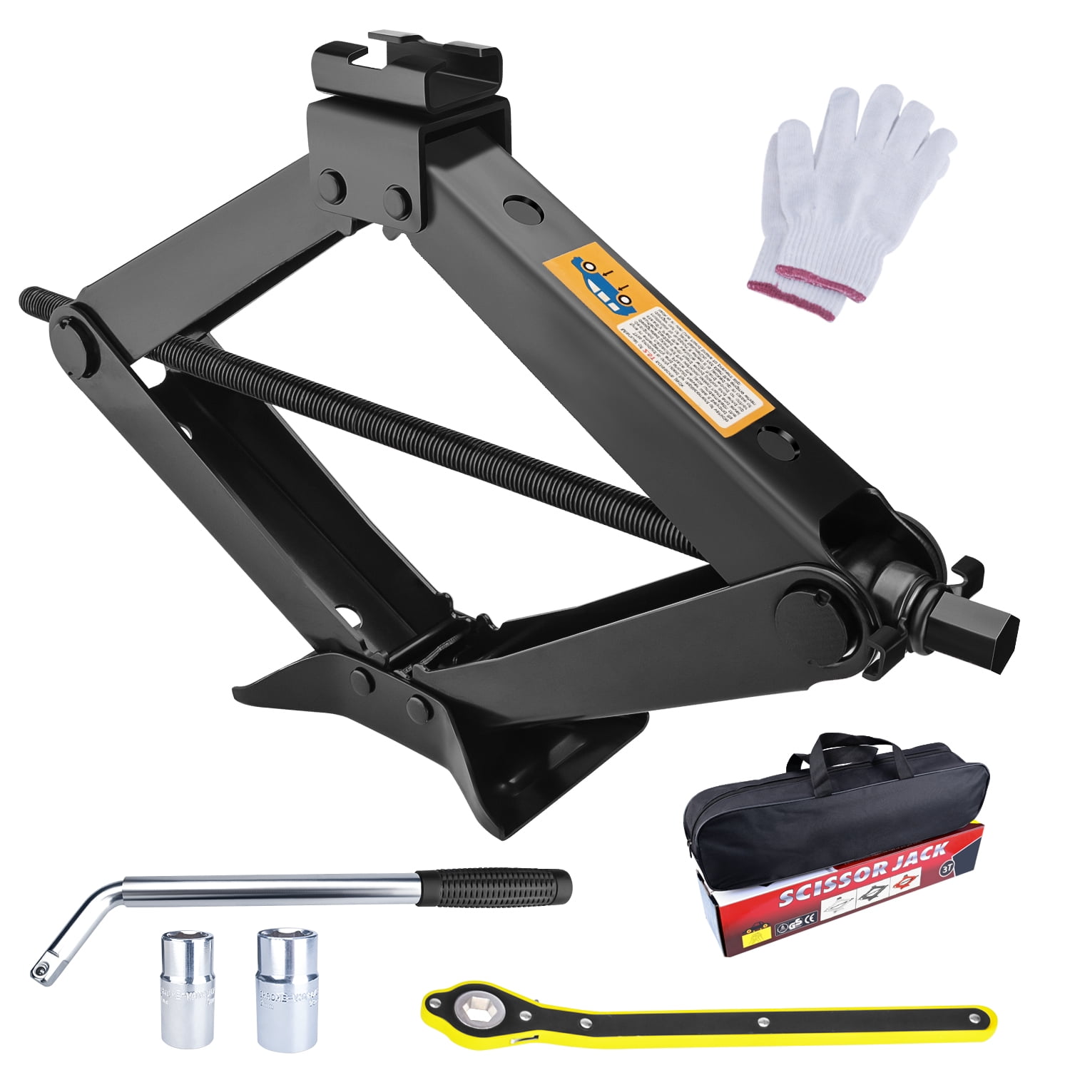 Scissor Jack Set, 3 Ton for Car SUV MPV - Hand Crank/Wrench/Lug Wrench ...