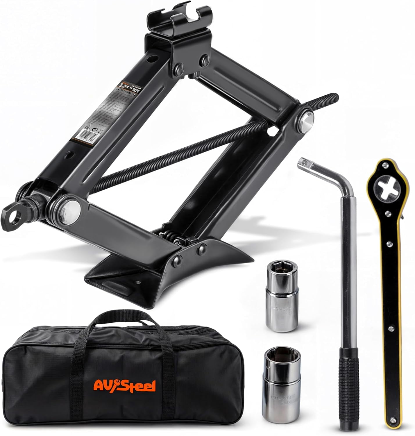 Scissor Jack for Car 1.5 Ton (3306 lbs) Heavy-Duty Kit, Universal Tire ...