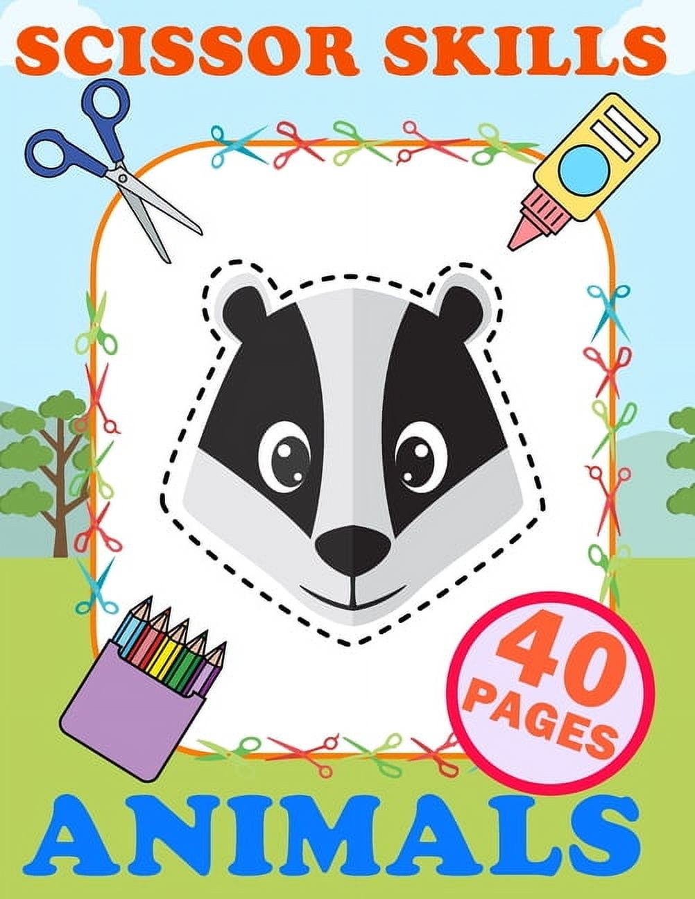 Scissor Skills Animals: Practice Cut And Glue Activity Book For Kids ...