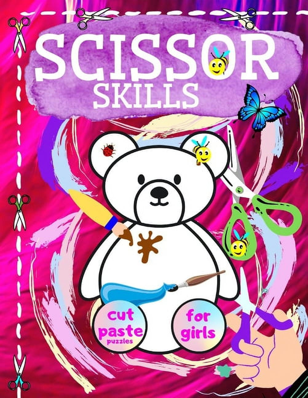 Scissor Skills Cut And Paste Puzzles For Girls: Practice Activity And ...
