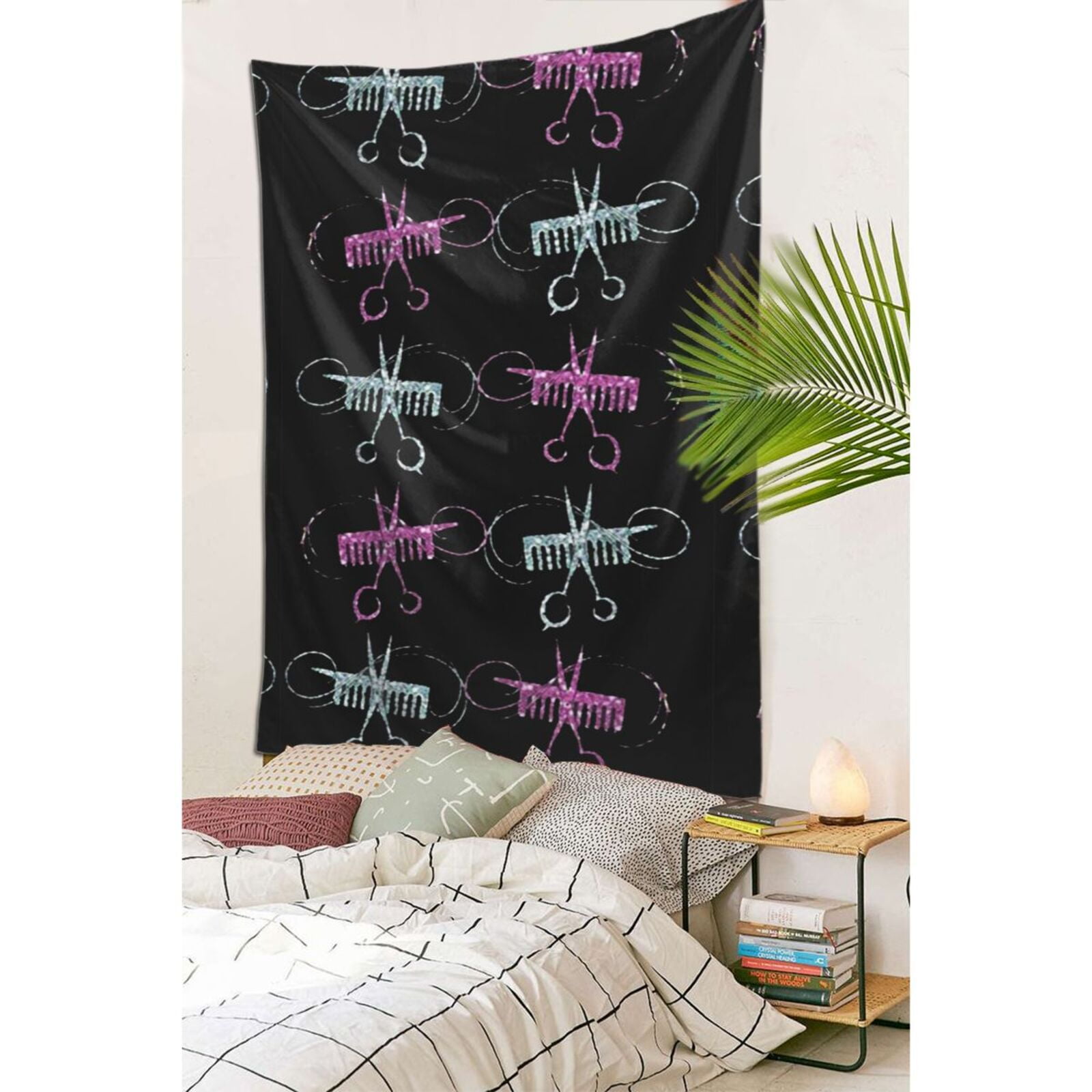 Scissors And Comb Hair Stylist Salon Wall Hanging Backdrop Tapestry ...