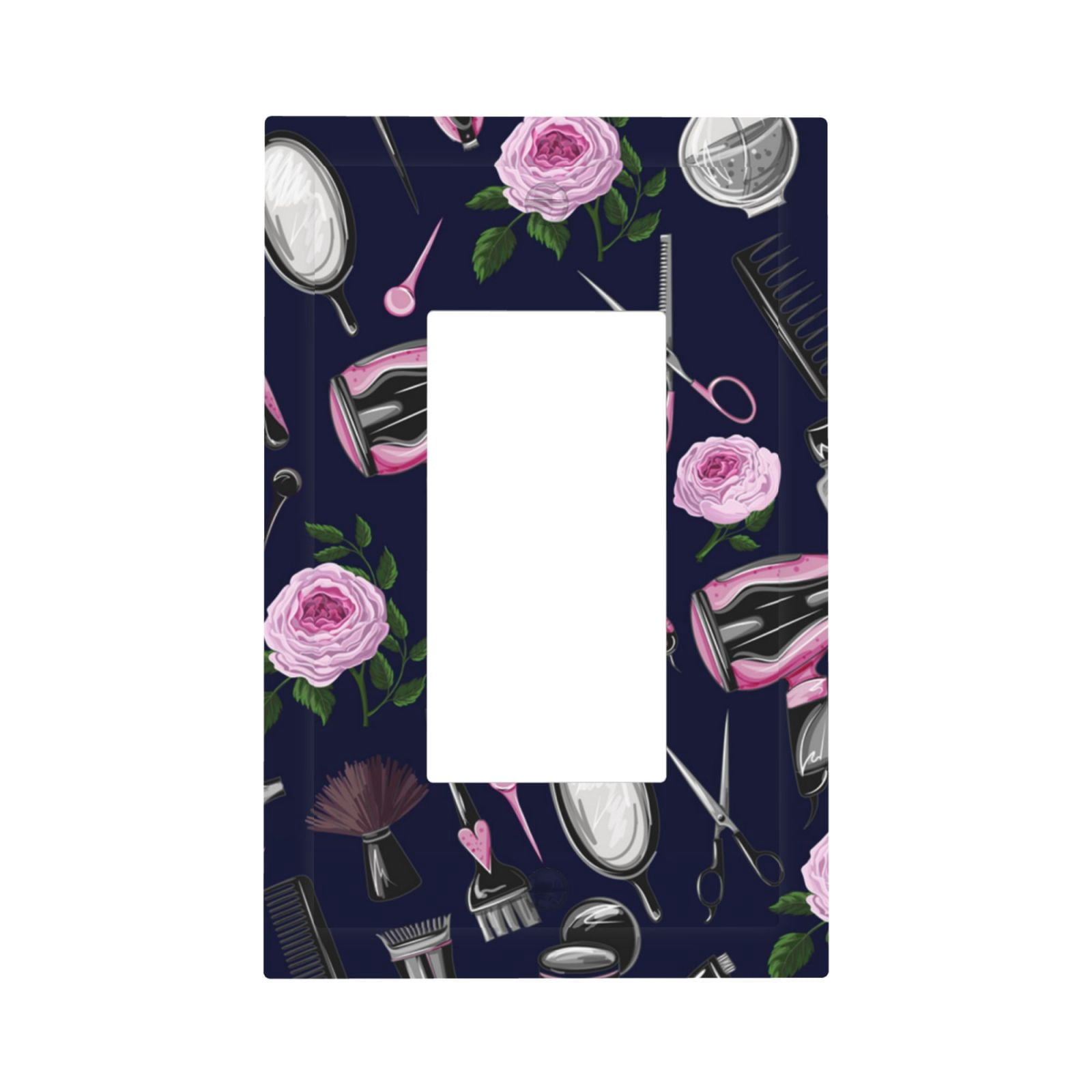Scissors Comb Salon Rose Single Gang Wall Plate 1 Gang Decorative ...