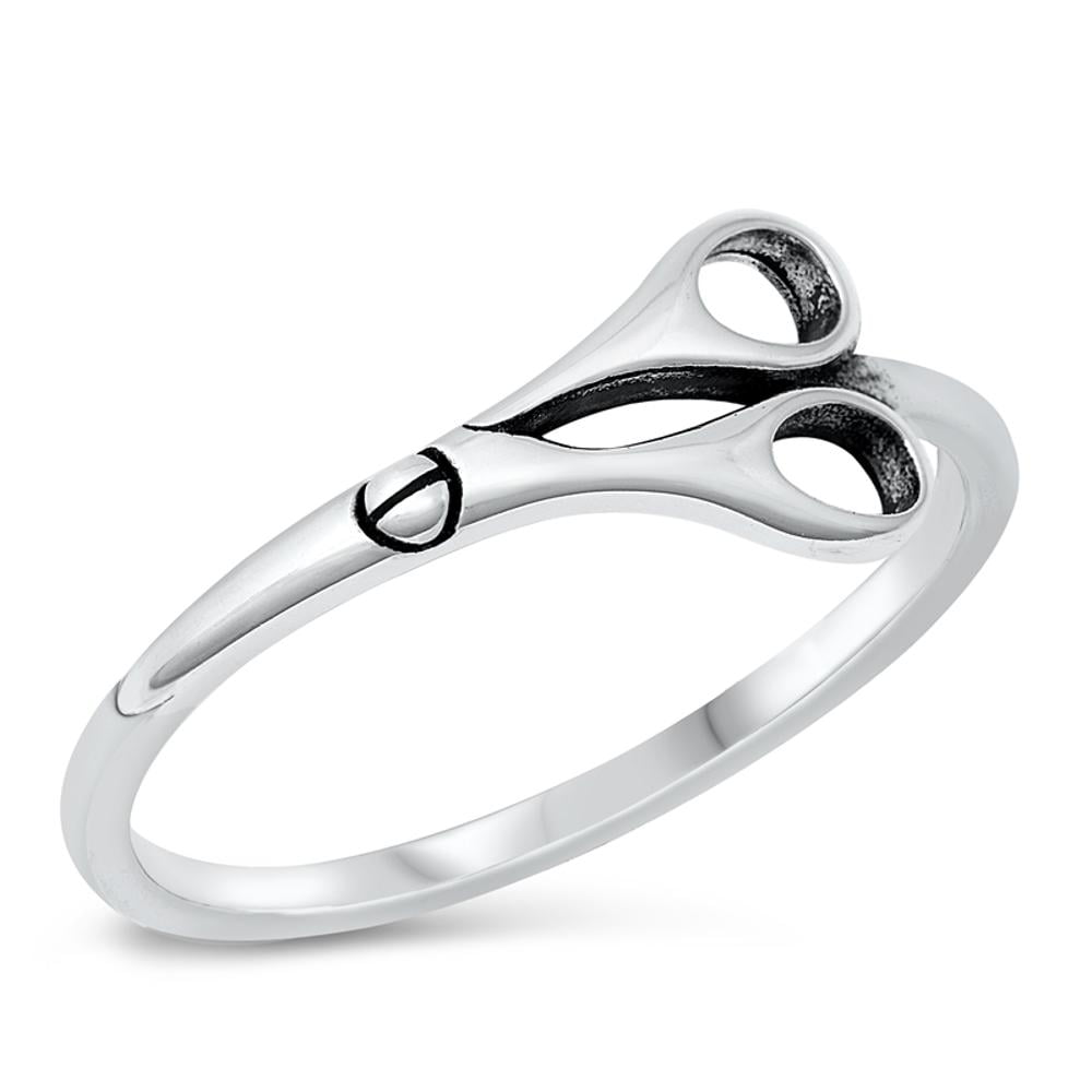 Scissors Cutting Ties Separation Ring .925 Sterling Silver Band Jewelry ...