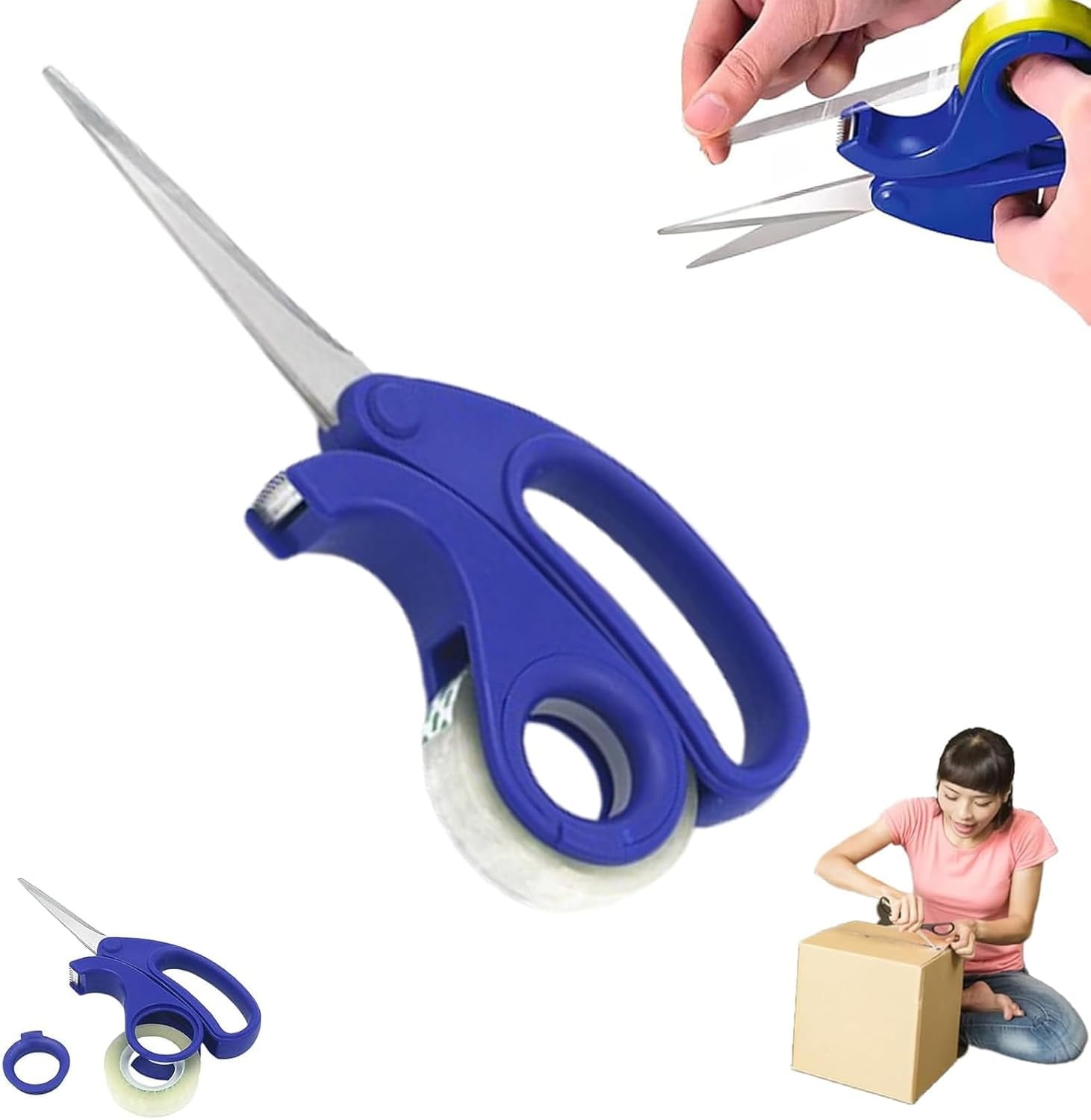 Scissors & Integrated Clear Sticky Tape Dispenser Cutter,Multi Purpose ...