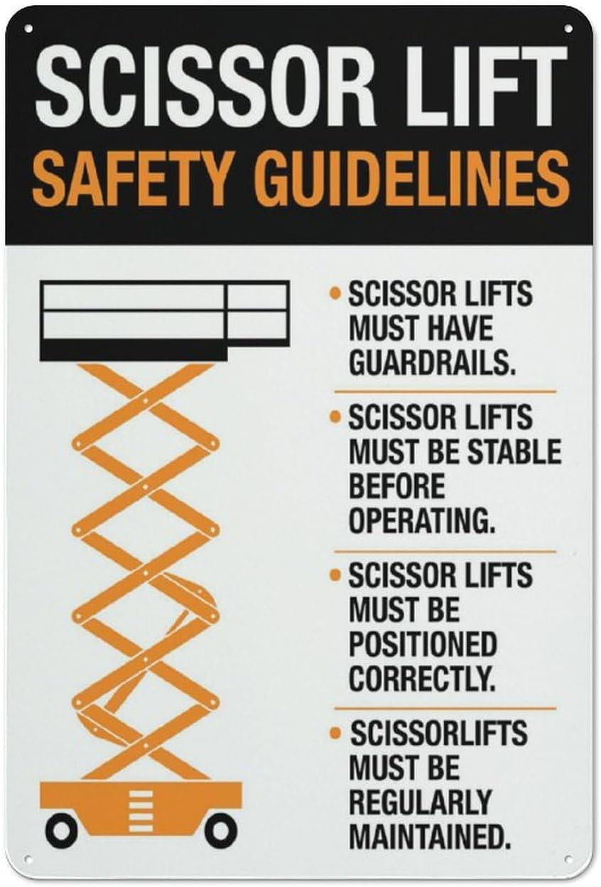 Scissors Lift Safety Guidelines Sign Warning Sticker-Security Sign ...