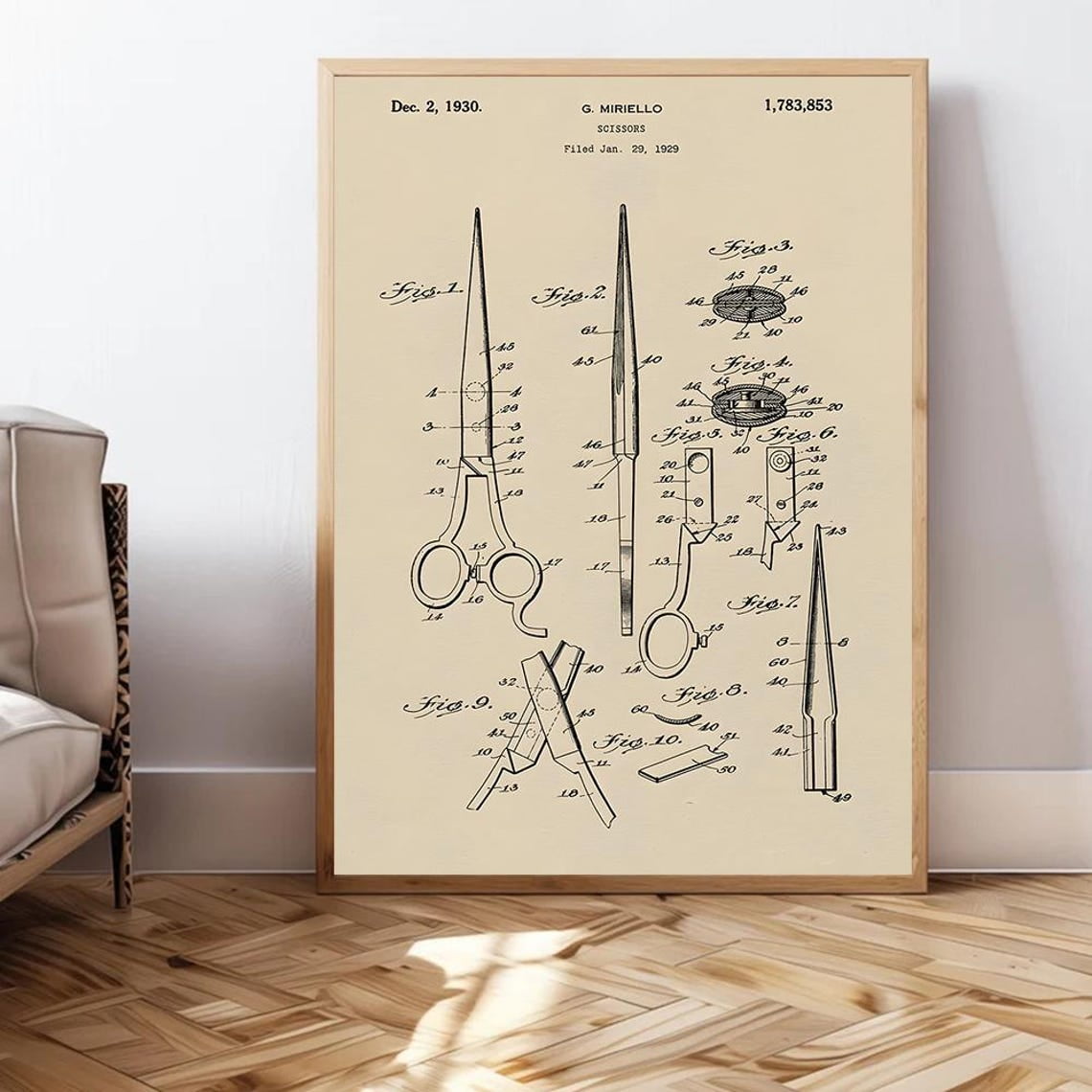 Scissors Patent Poster Wall Art, Vintage Barber Shop Decor, Classic ...