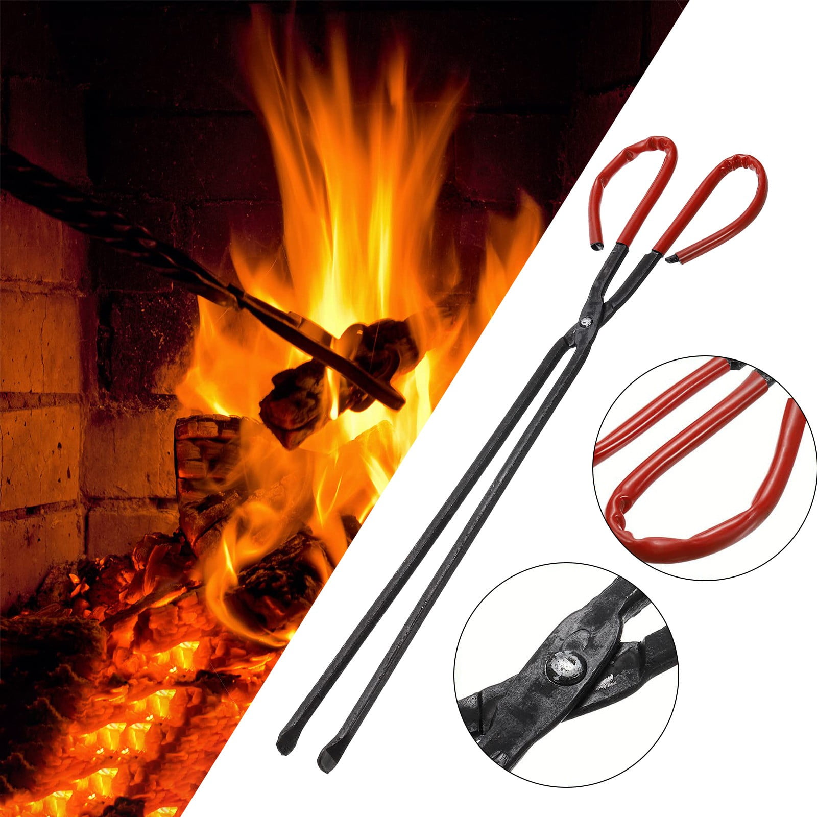 Scissors Tong, 45cm Carbon Steel Fireplace Firewood Picker Barbecue ...