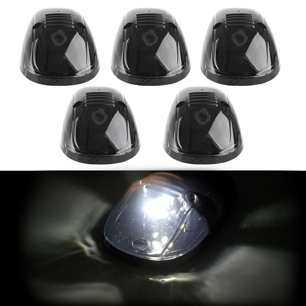 Scitoo 5 Pack Smoke LED Cab Roof Marker Clearance Covers + Xenon White ...