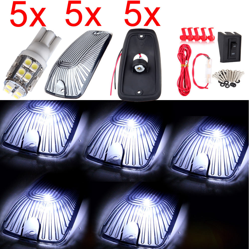 Scitoo 5Pcs Smoke Cab Marker Light Assembly +5pcs 20-3528-SMD White LED Bulb+ Wiring pack fit ...