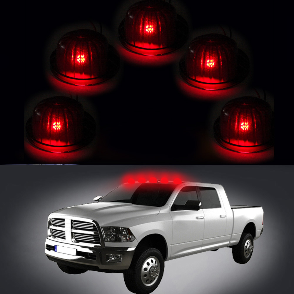 Scitoo QTY(5) Round-Shape Smoke Roof TOP Cab Marker Light Lens + 5Pcs ...
