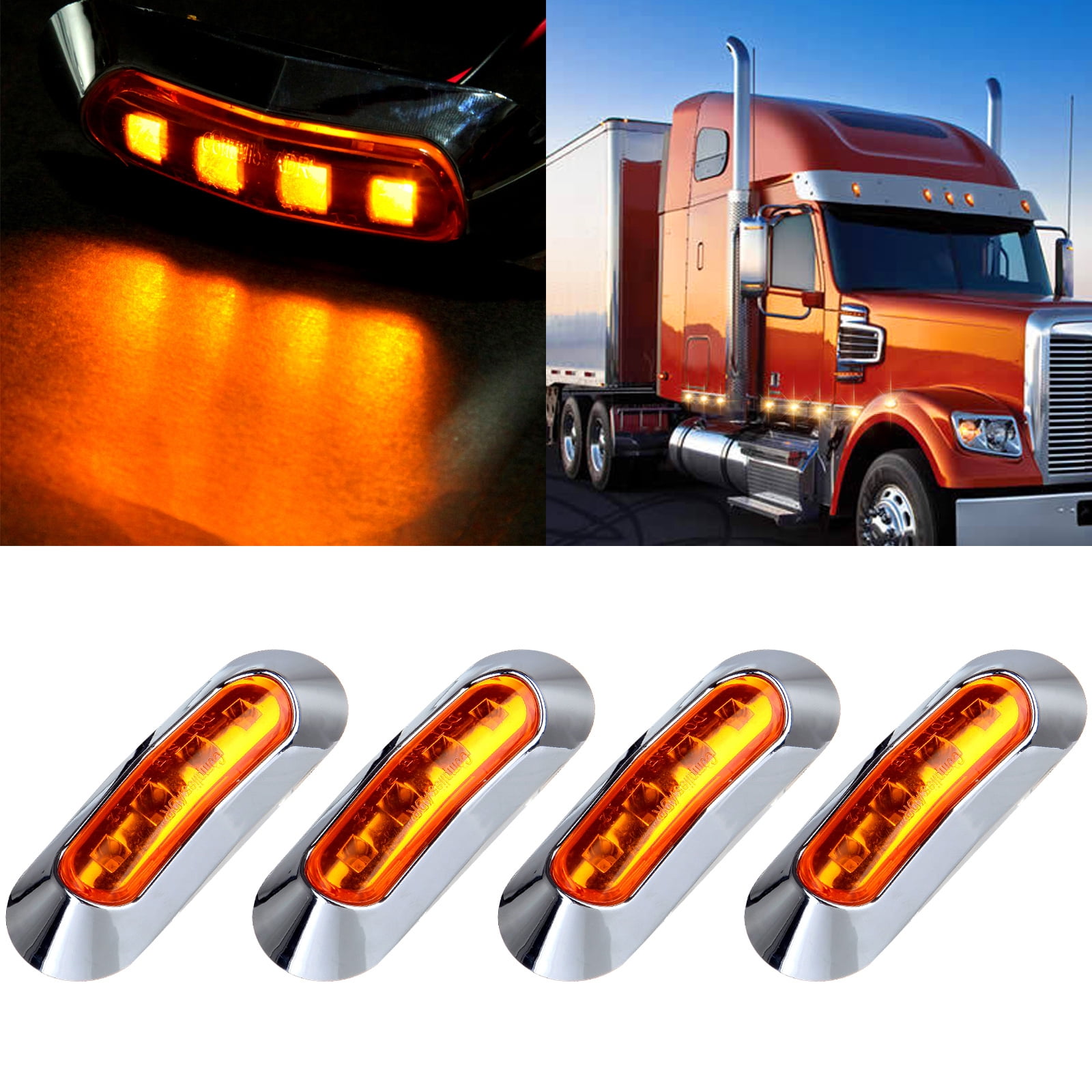Scitoo fit for Boats Truck Trailer Pickups Side Lights 4x 4LED Amber ...