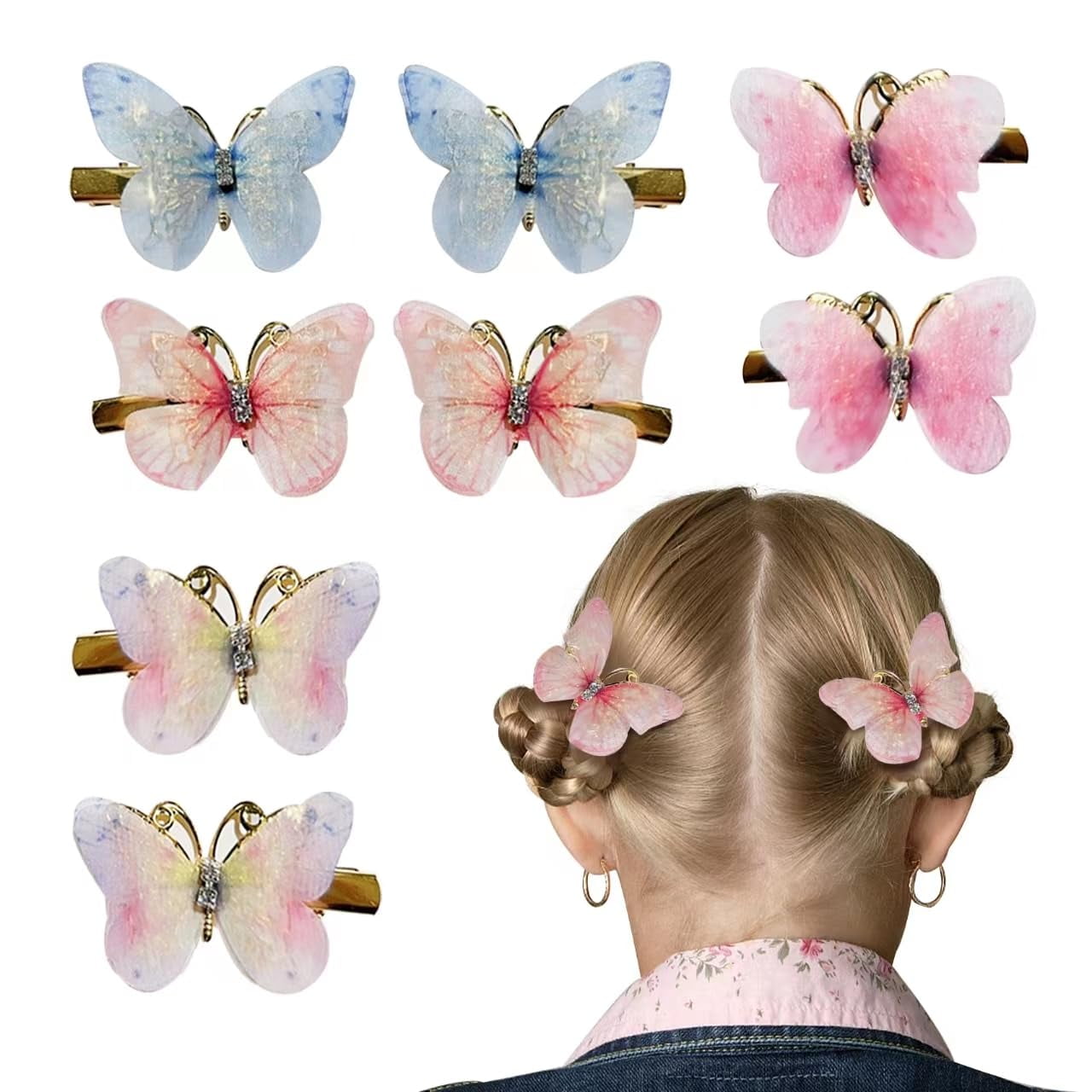 Scnwvu 12Pcs Butterfly Hair Claw Clips for Girls Women,Non-Slip Strong Metal Butterfly Hair ...
