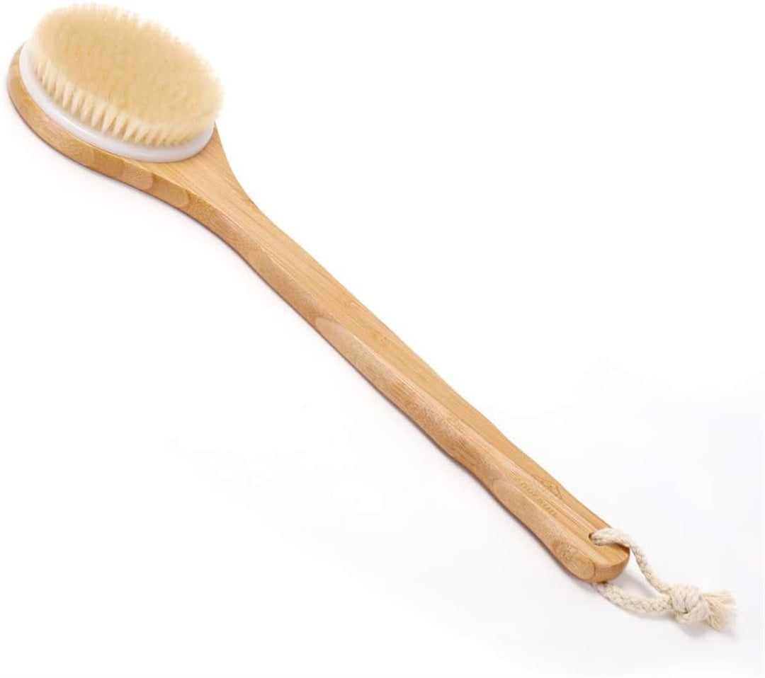 Scnwvu Bath Bristle Brush,Dry Bath Body Brush with Long Wooden Handle ...