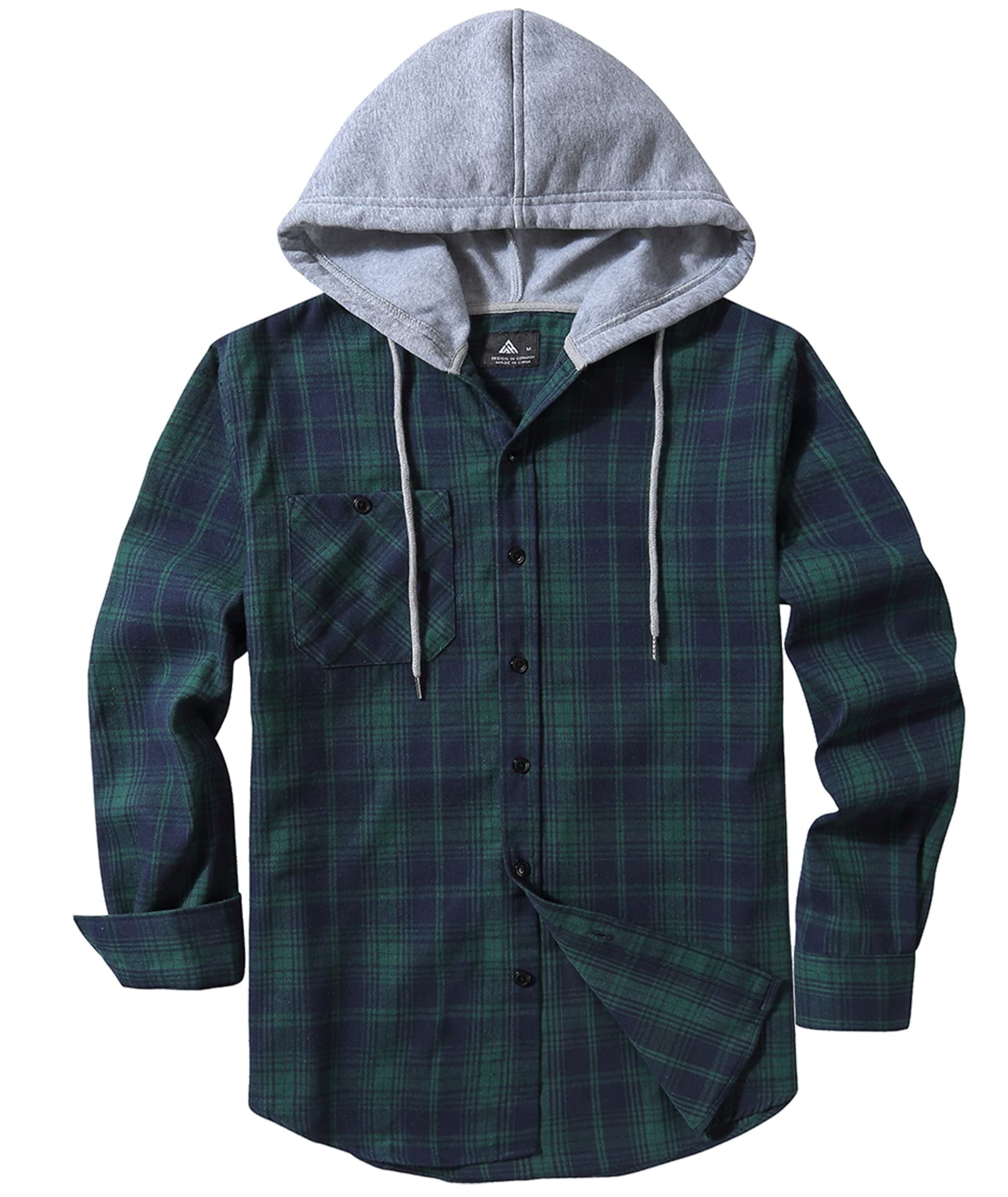SCODI Men's Lightweight Flannel Hoodie Shirts, Long Sleeve Casual ...
