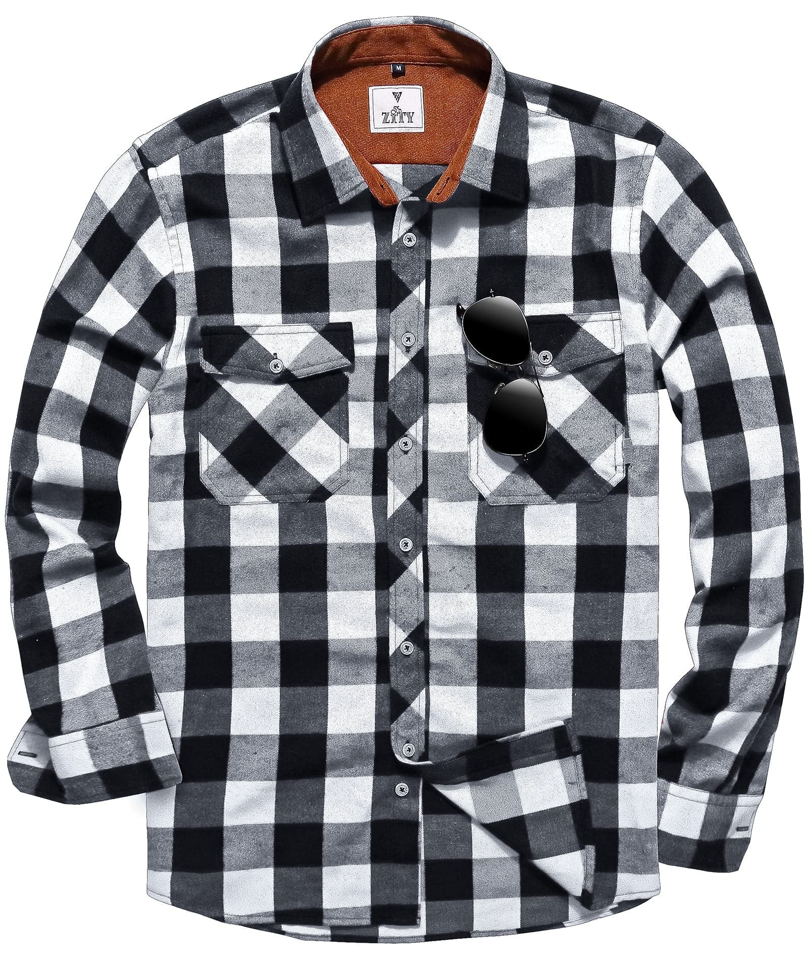 SCODI Men's Long Sleeve Flannel Shirt, Button Down Casual Plaid Work ...