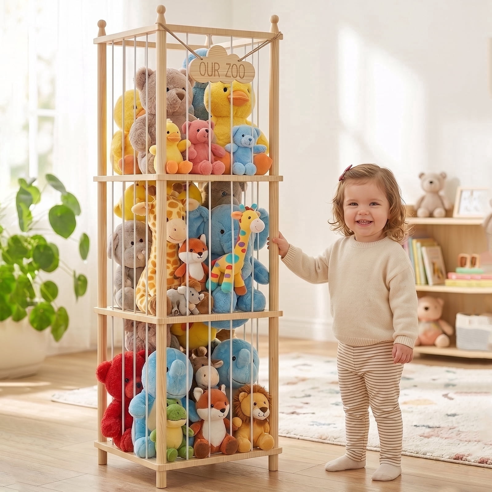 Scohul Stuffed Animal Storage Tower, 54-inch Organizer for Kids Room ...