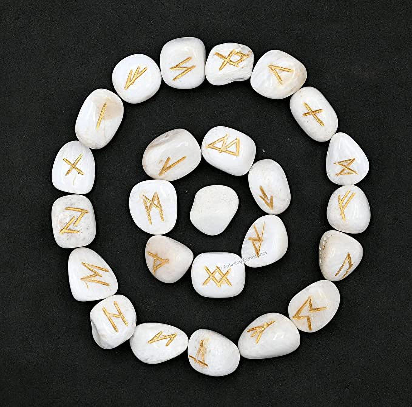 Scolecite Crystal Runes Stone Set Elder Futhark - Walmart.com