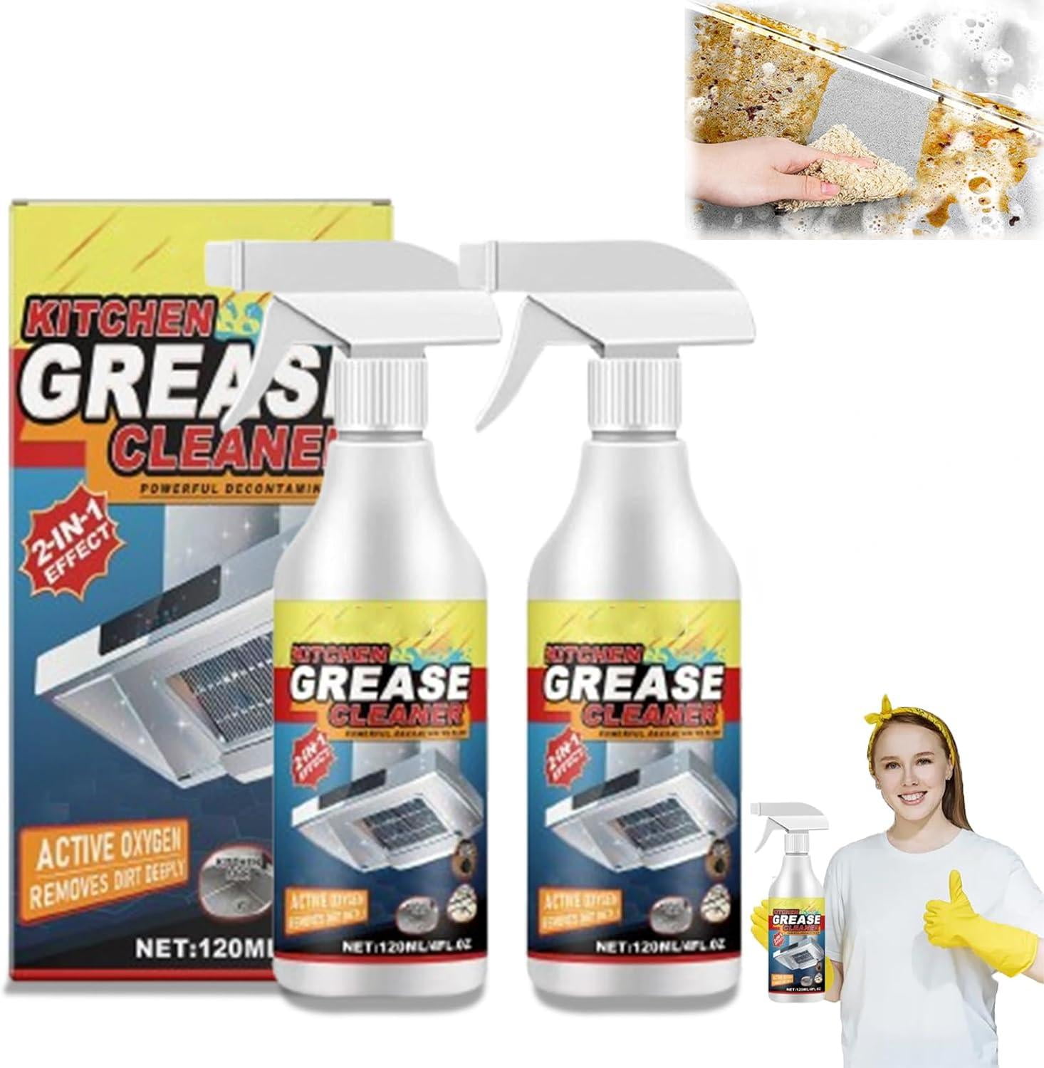 Scomeri Powerful Kitchen Grease Cleaner, 2 in 1 Effect All-Purpose Kitchen Cleaner, Heavy-Duty ...