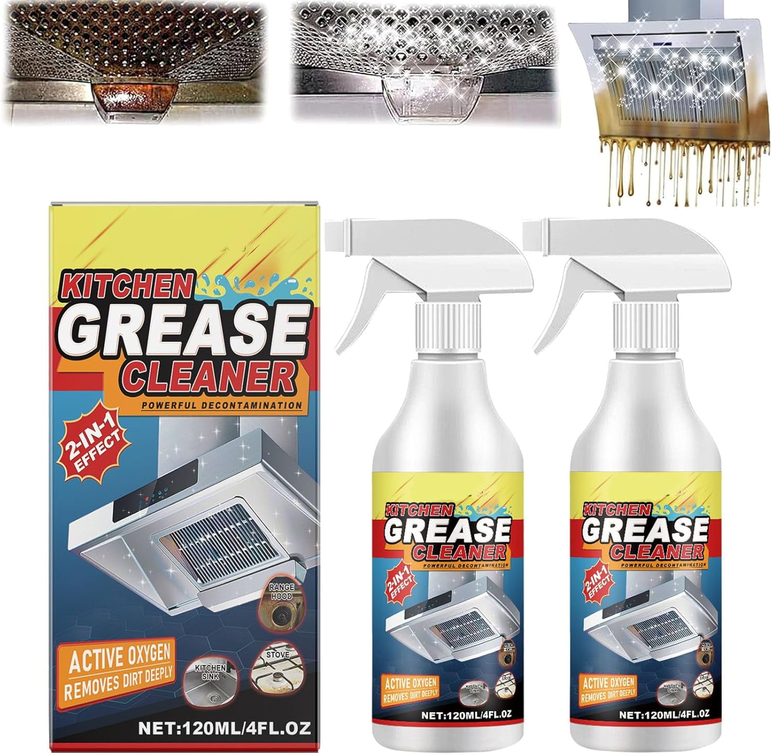 Scomeri Powerful Kitchen Grease Cleaner, 2 in 1 Effect All-Purpose Kitchen Cleaner, Liapu Heavy ...