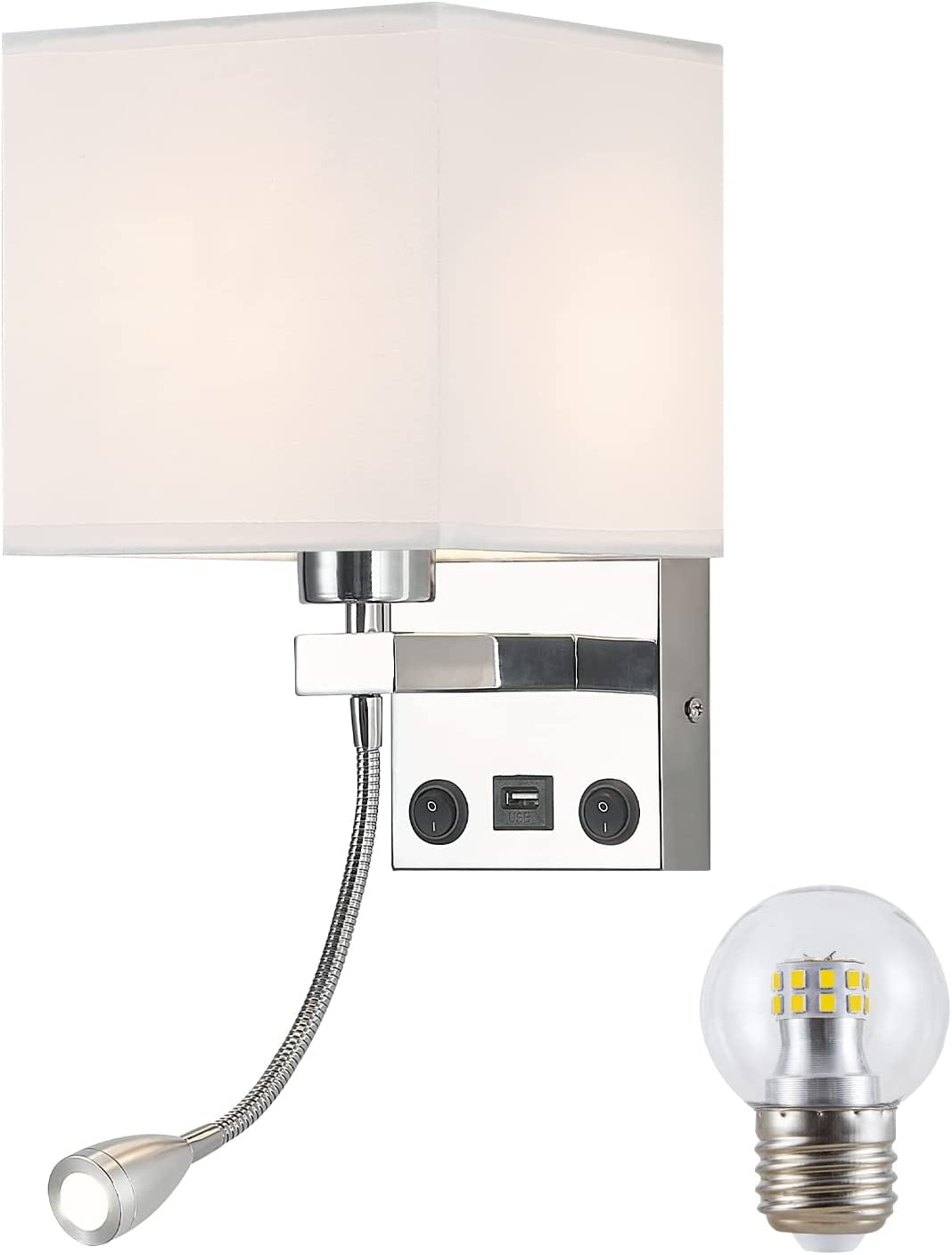 Sconces Wall Lighting Hardwired Modern Wall Lights for Bedroom with USB ...