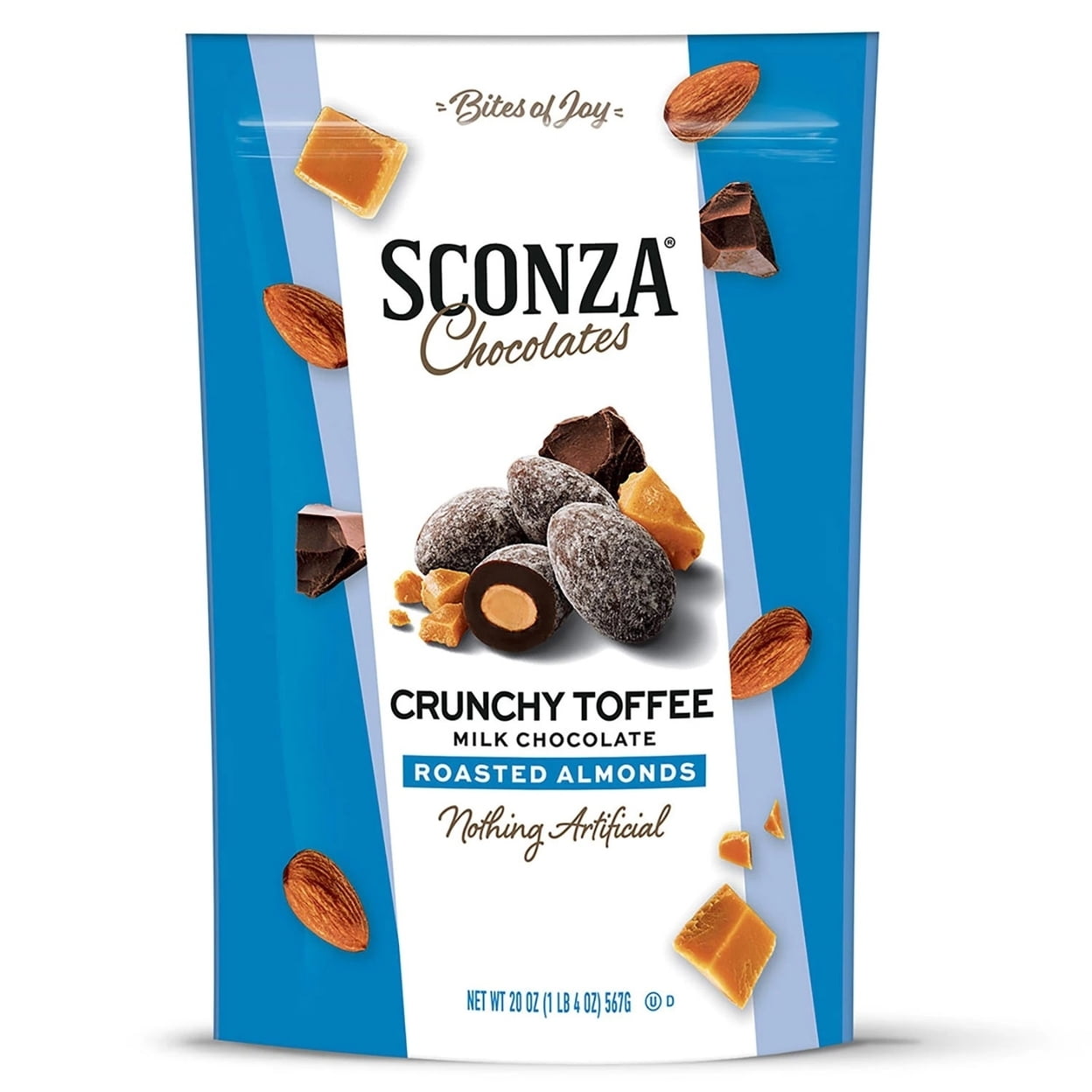 Sconza Crunchy Toffee Milk Chocolate Almonds (20 Ounce) - Caramel Candy ...