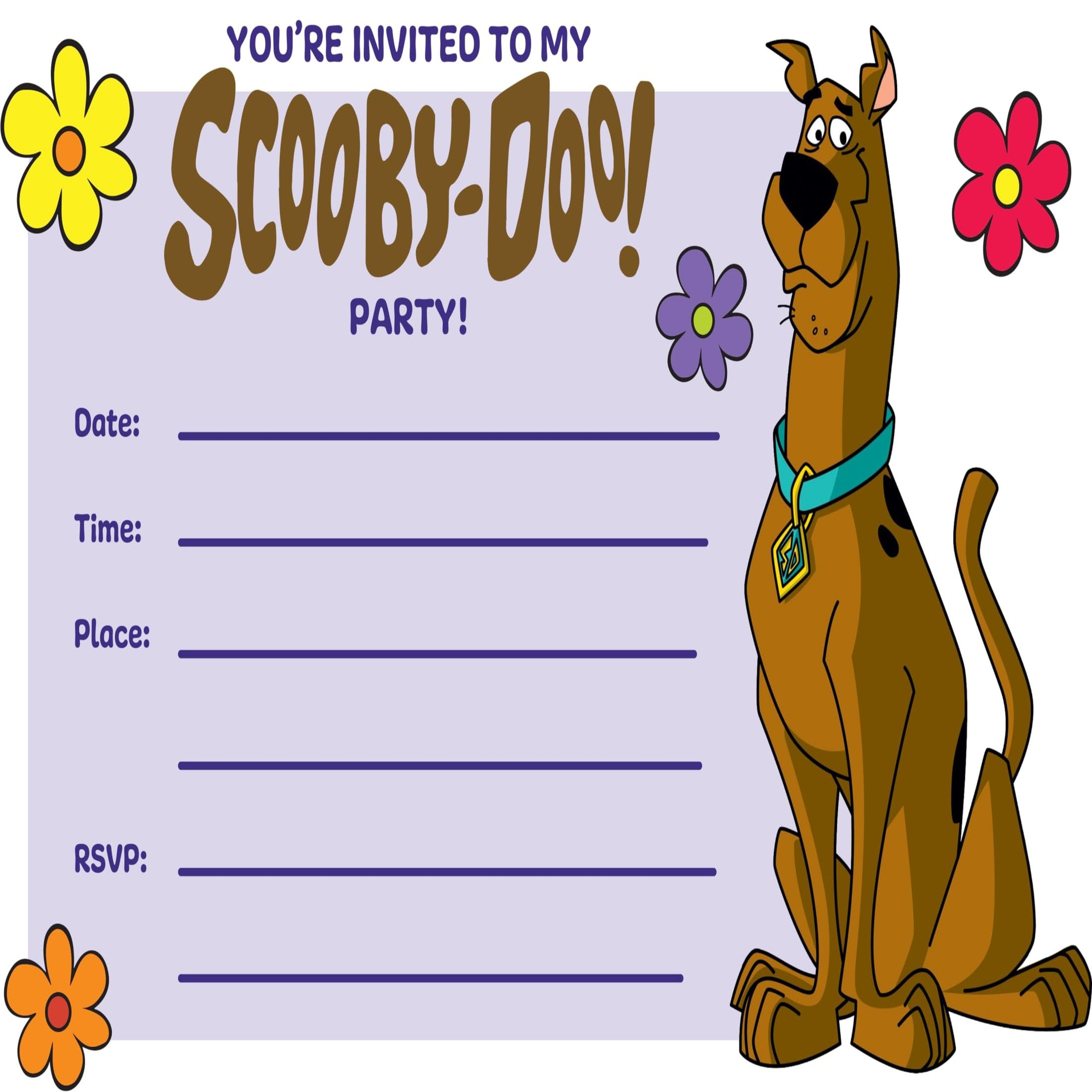 Scooby Doo Adventure Birthday Invitations - Fun Fill-in Cards for Kids ...