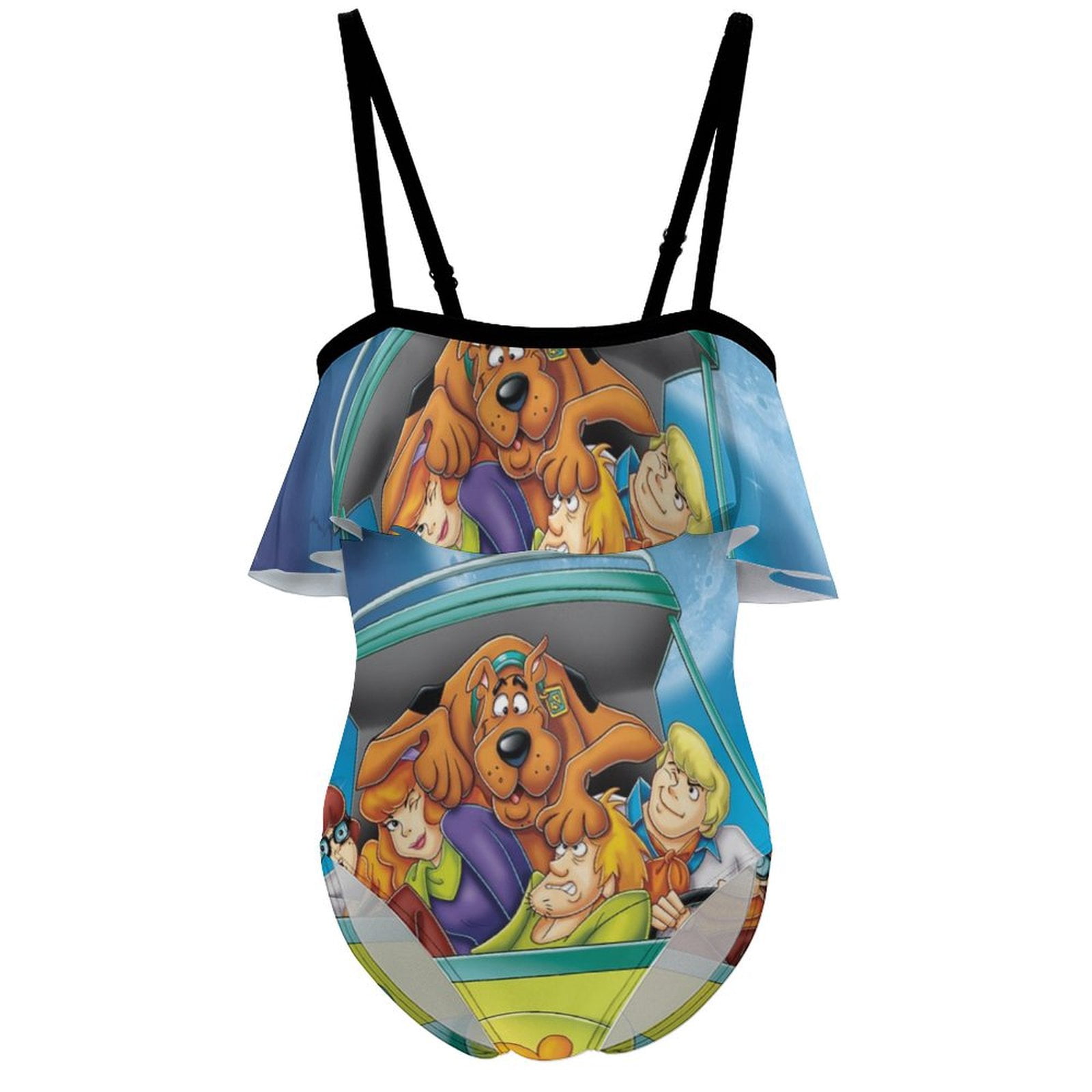 Scooby Doo Animation Children's Swimsuit Adjustable Off Shoulder Ruffle ...