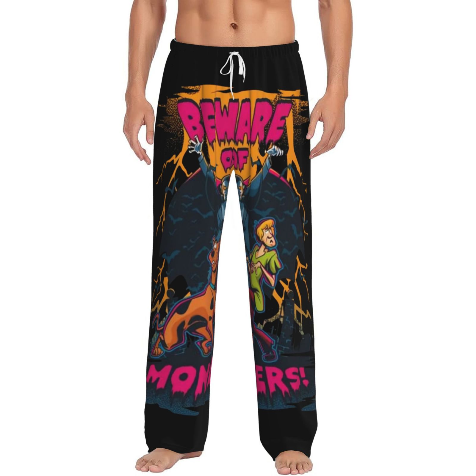 Scooby Doo Anime Cartoon All-Over Print Men'S Black Pajama Pants ...