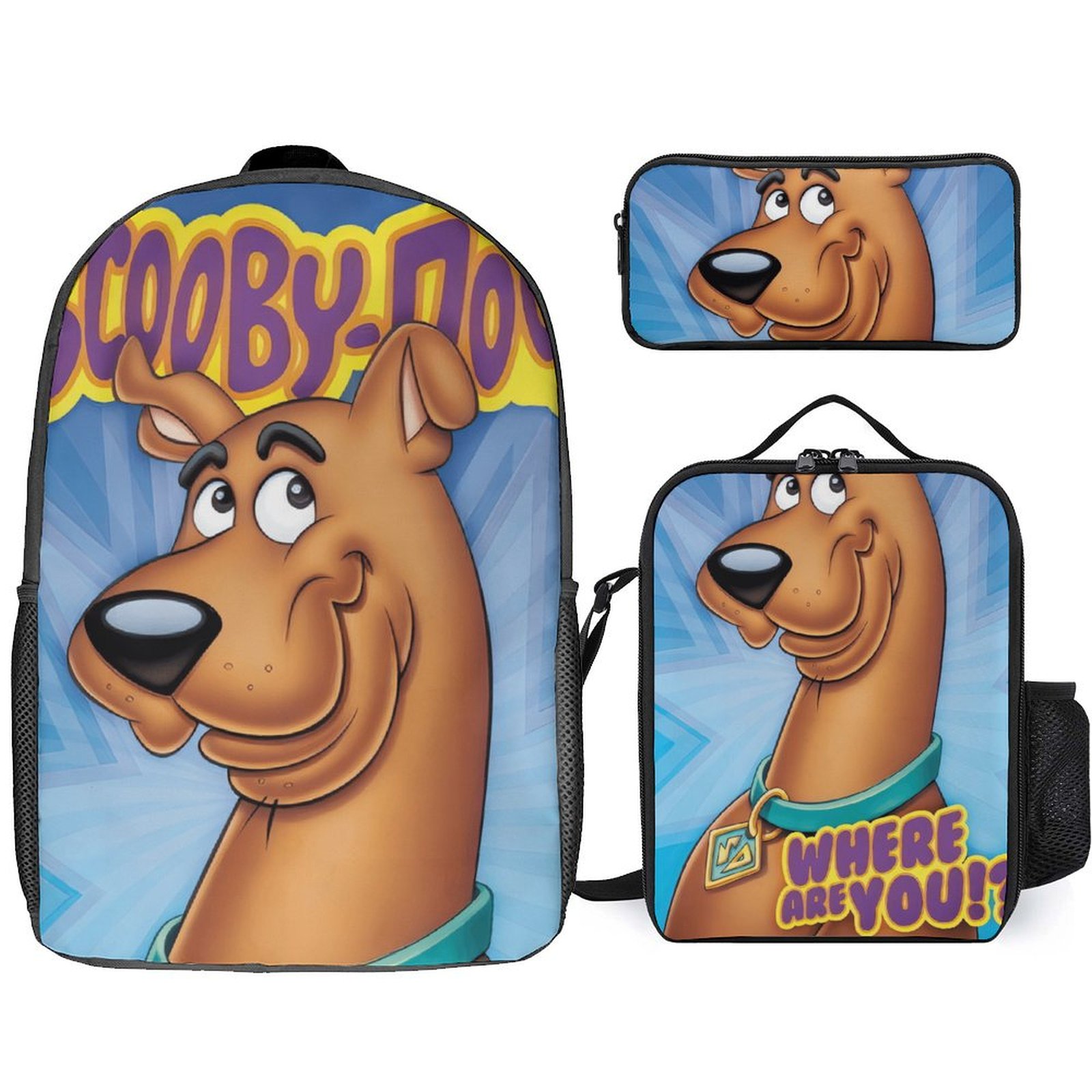 Scooby Doo Backpack Messenger Bag Lunch Bag Pencil Case Set 17 Inch ...