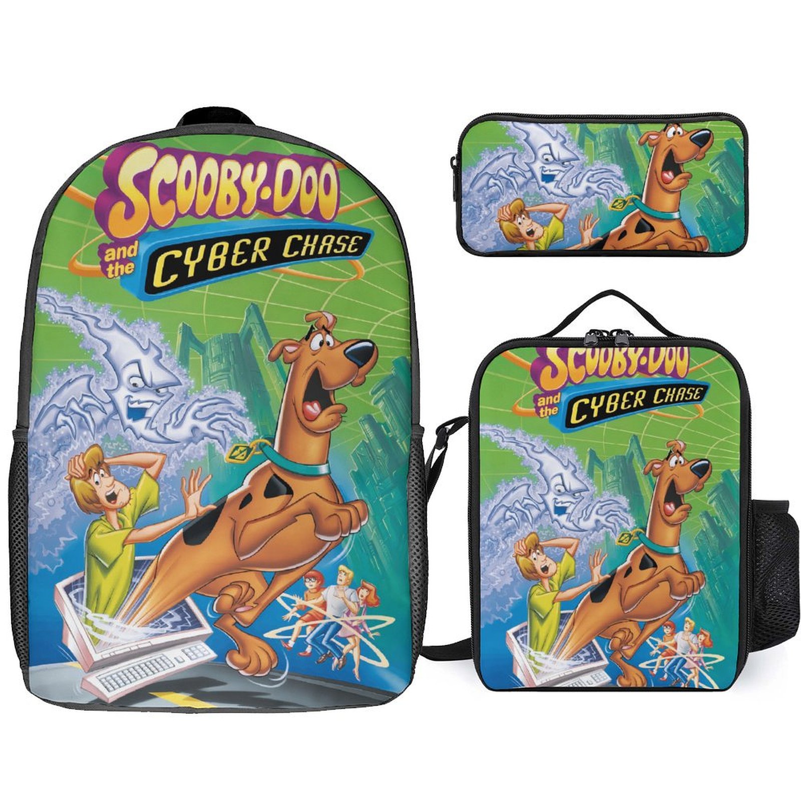 Scooby Doo Backpack Messenger Bag Lunch Bag Pencil Case Set 17 Inch ...