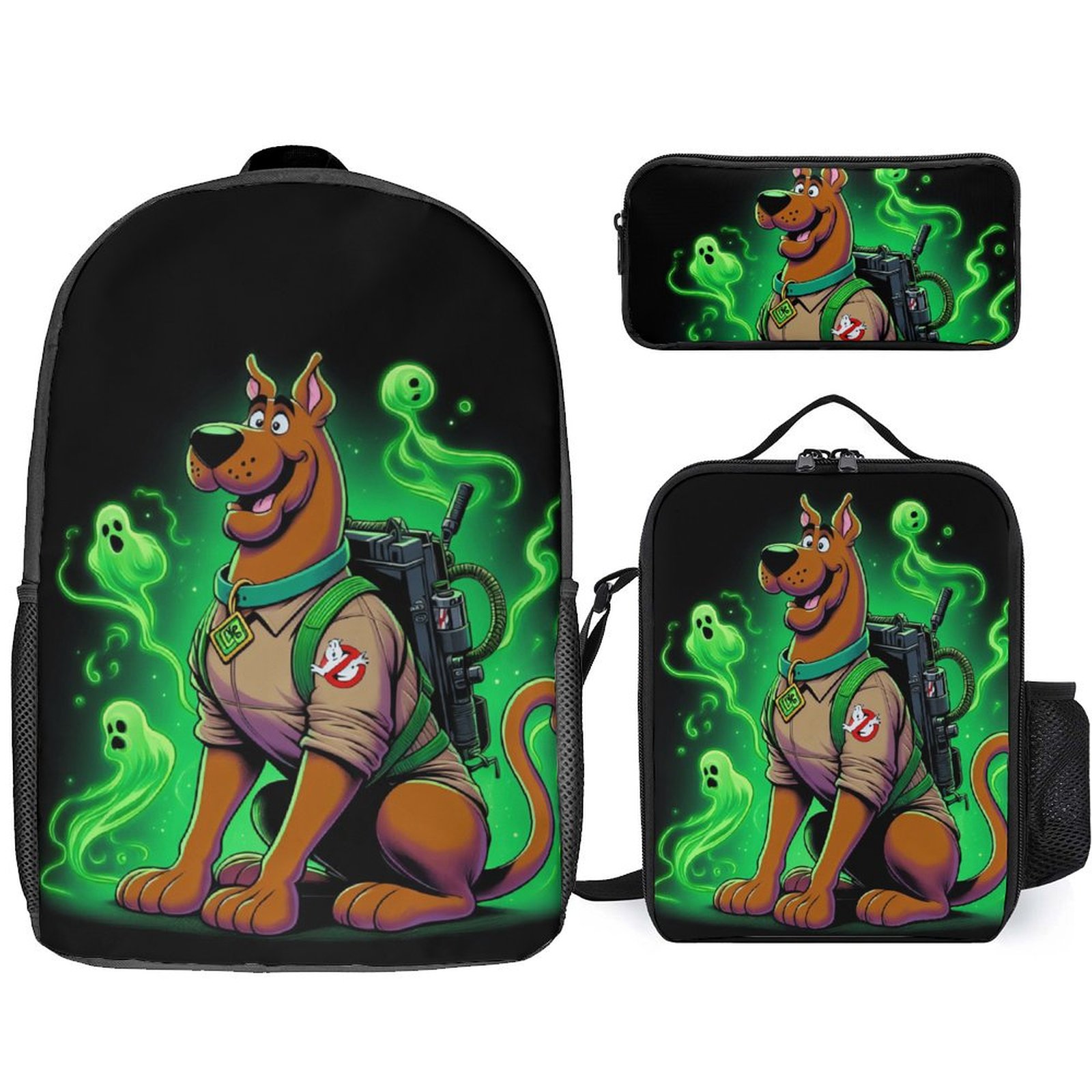 Scooby Doo Backpack Messenger Bag Lunch Bag Pencil Case Set 17 Inch ...