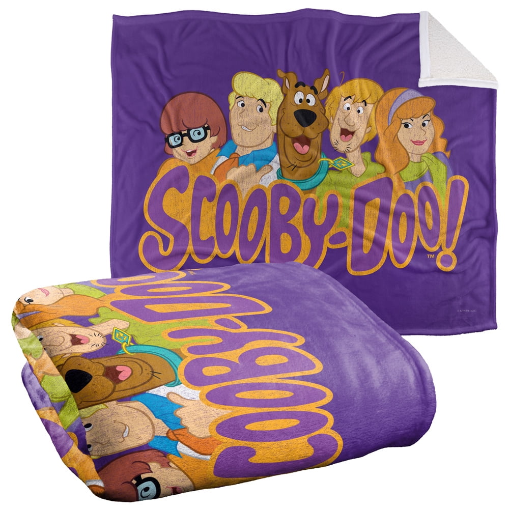 Scooby-Doo Blanket, 50"x60", Scooby Gang Faces Silky Touch Sherpa Back ...