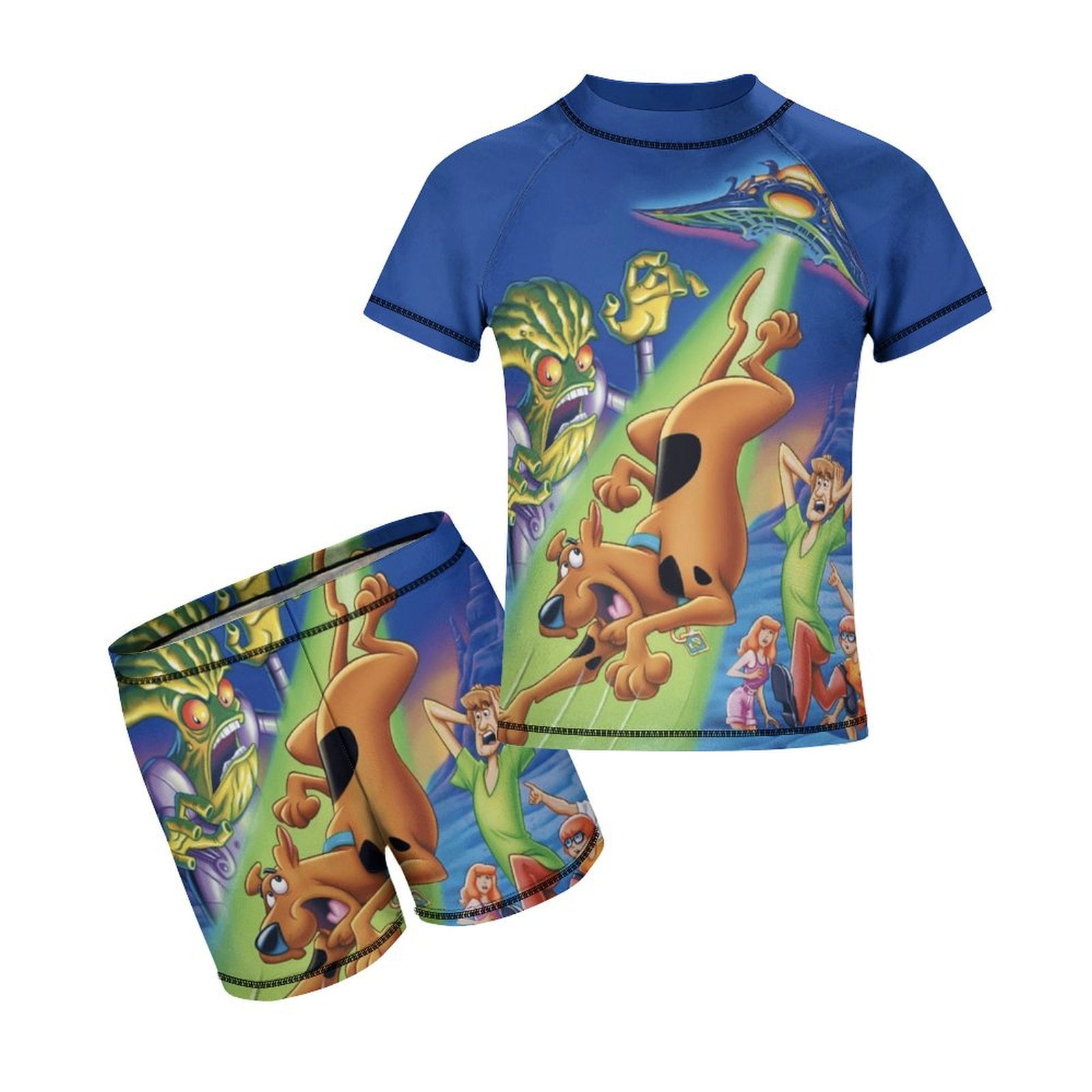 Scooby-Doo Boys 2-Piece Swimsuit Set, Short Sleeve Rash Guard & Swim ...