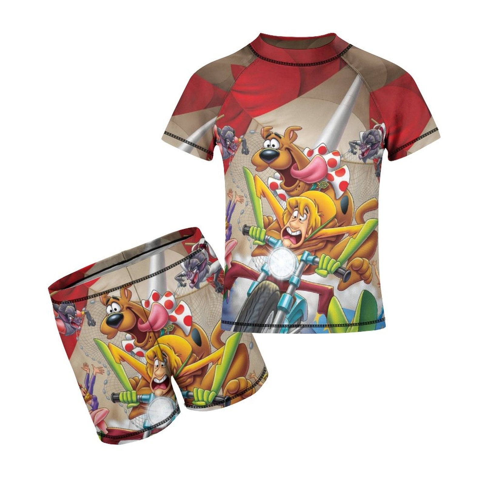 Scooby-Doo Boys 2-Piece Swimsuit Set, Short Sleeve Rash Guard & Swim ...