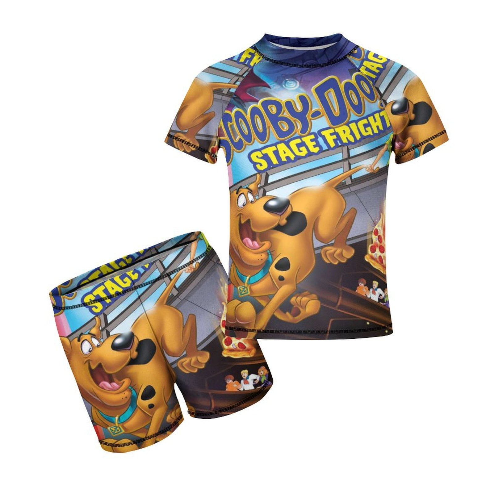Scooby-Doo Boys 2-Piece Swimsuit Set, Short Sleeve Rash Guard & Swim ...