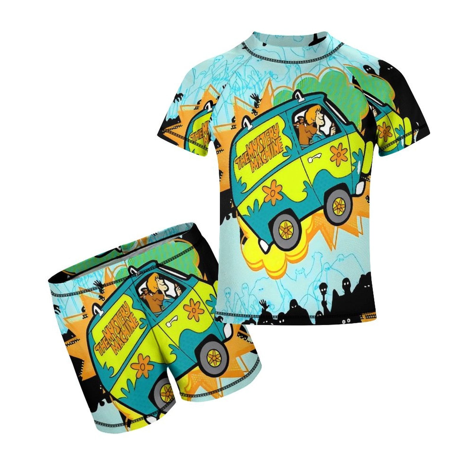 Scooby-Doo Boys 2 piece swimsuit set short sleeve 8-10Y（130cm）swimsuit ...