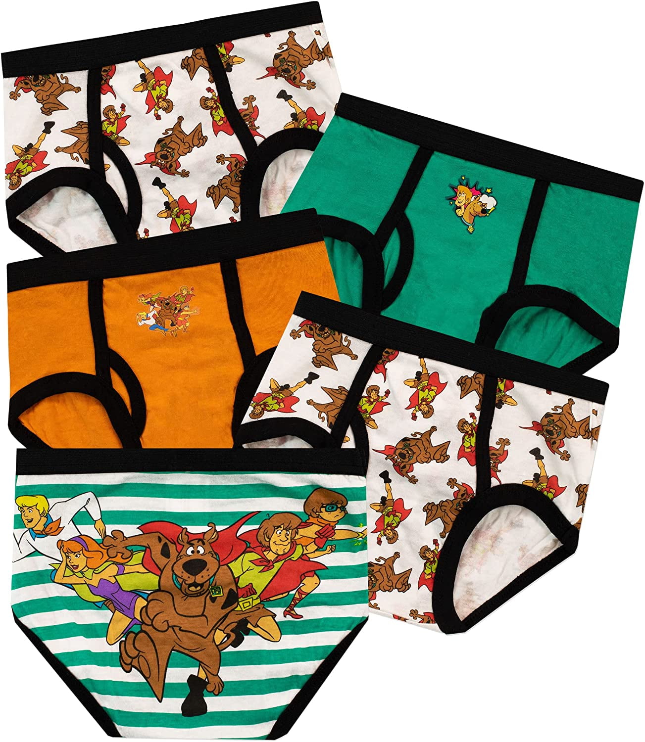Scooby Doo Kids Underwear, Boys Briefs 5 Pack in Orange, Sizes 4 - 12 ...